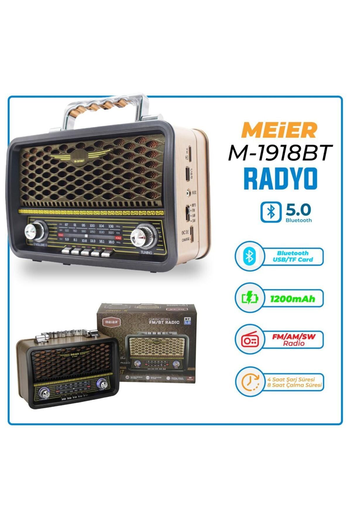 Buway Meier M-1918bt Nostajik Ahşap Retro Radyo Bluetooth Hoparlör Fm Sd Usb Aux - Fiyatı, Yorumları