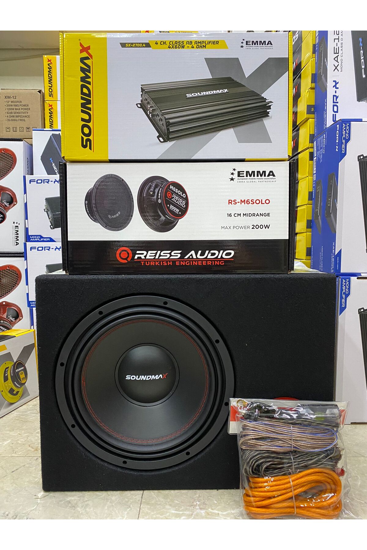 REISS AUDIO Paket Set 30cm Bass 16cm Midrange Soundmax 4kanallı Anfi Plc Koblo Takım Set Fiyatı ...