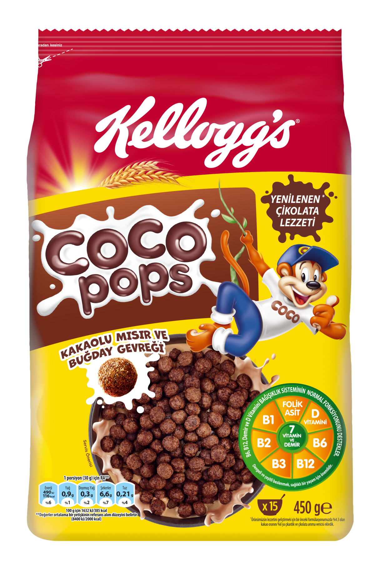 Kellogg's Coco Pops Çikolatalı Buğday Ve Mısır Gevreği 450 Gr, Lif ...
