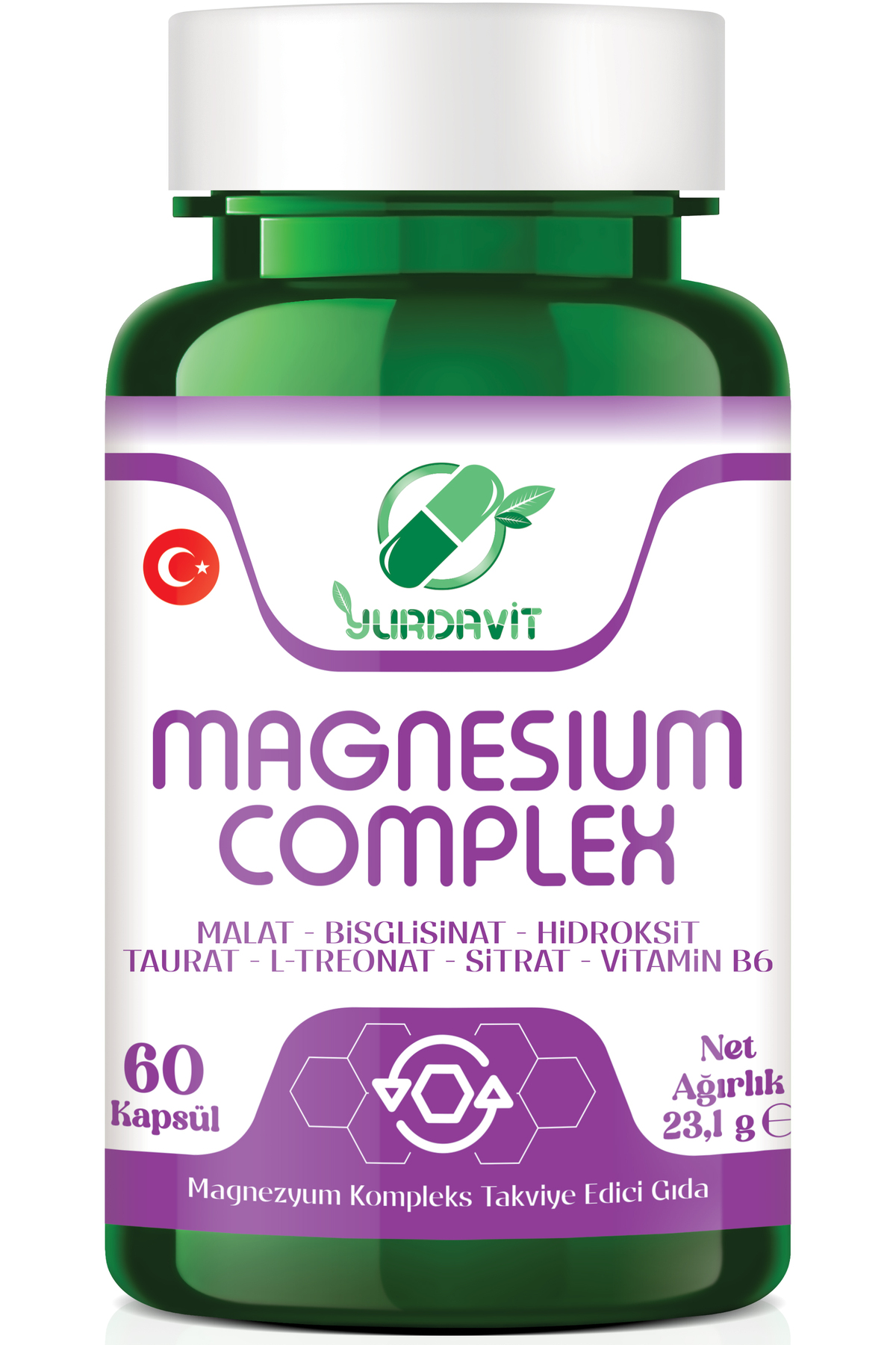 Yurdavit Magnezyum Kompleks 60 Kapsül Malat Bisglisinat Taurat Sitrat ...