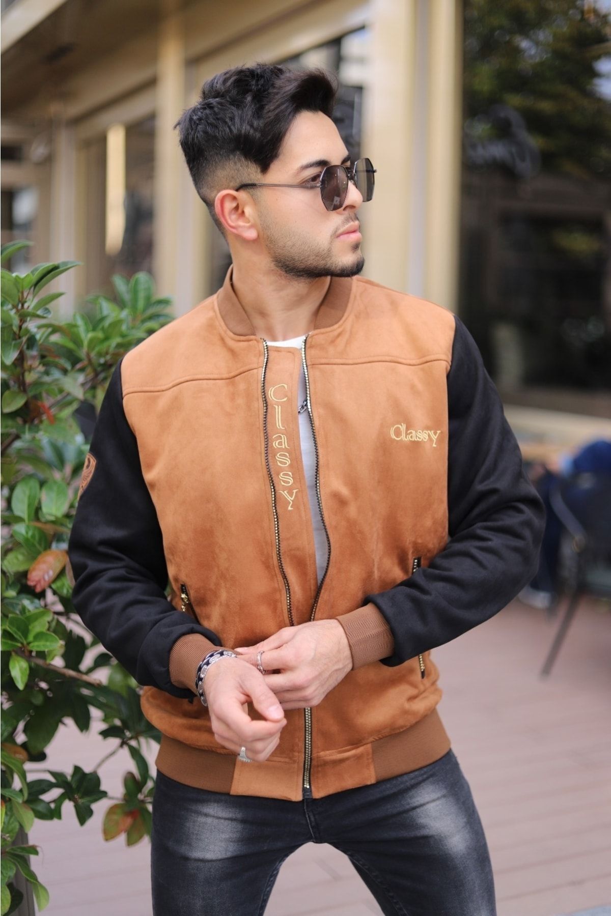 CLASSY.MODA Caket - Yani Model - Süet Kumaş - Yaka Ve Kemer Ve Kol ...