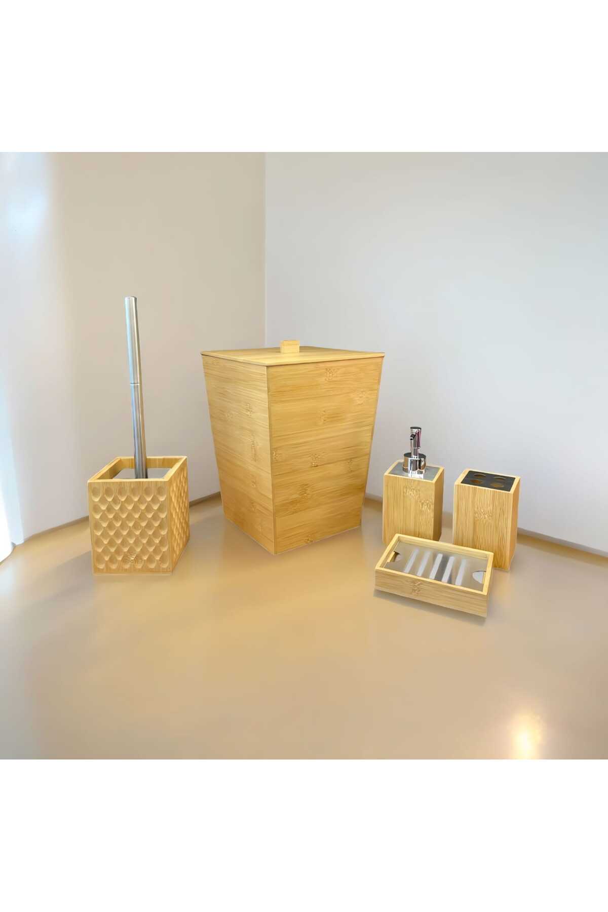 MEHAY HOME BAMBU LÜX 5'Lİ KOVALI BANYO SETİ %100 BAMBU-ÇELİK TK2400660 ...