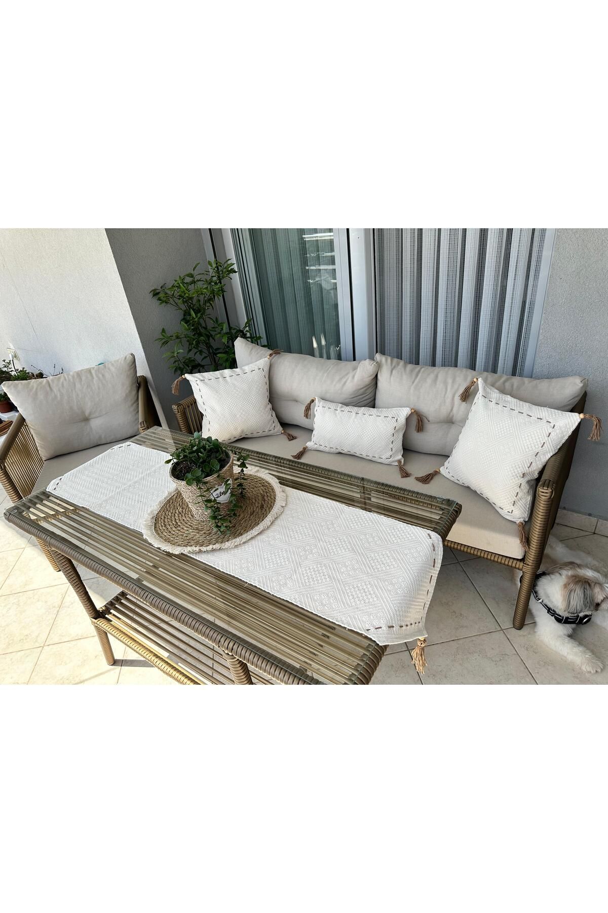 for you home BULDAN PİKESİ KRAFT RENGİ PÜSKÜLLÜ RUNNET SETİ Fiyatı ...