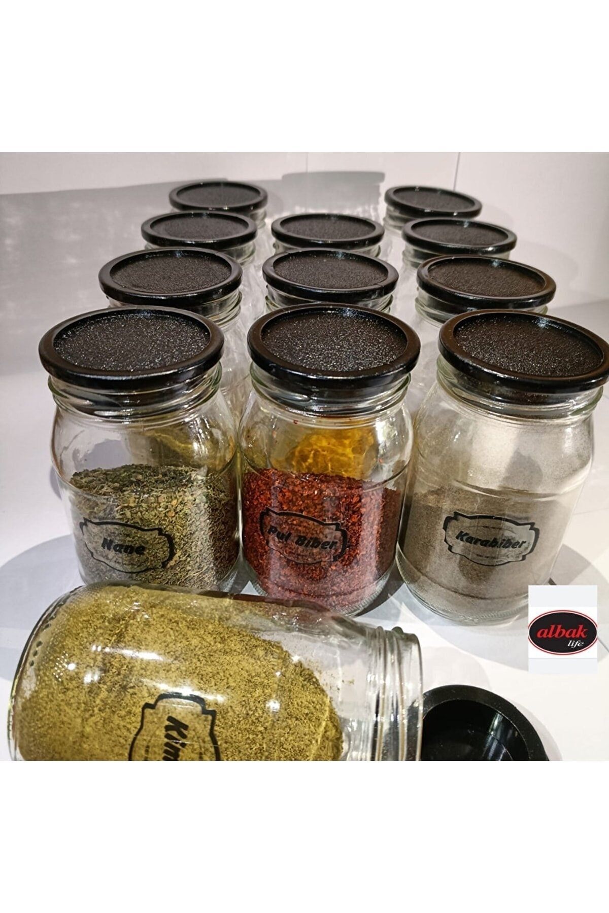 ALBAK Life 12'li Vakum Kapaklı Baharatlık Kavanoz Cam (370CC) Fiyatı ...