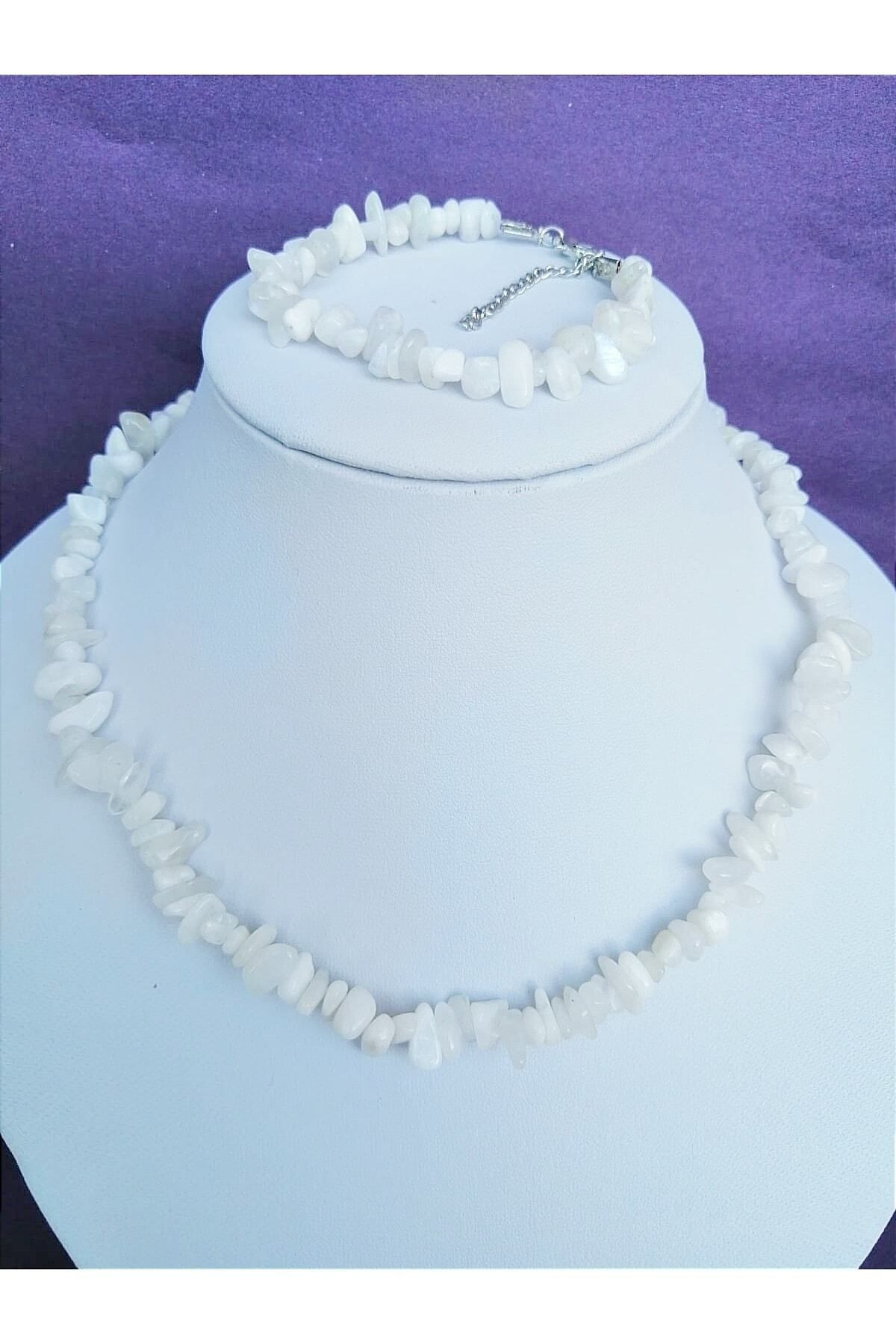 Gena stone Ay Taşı Kolye Bileklik Set - Doğaltaş Takı - Gerçek Aytaşı ...