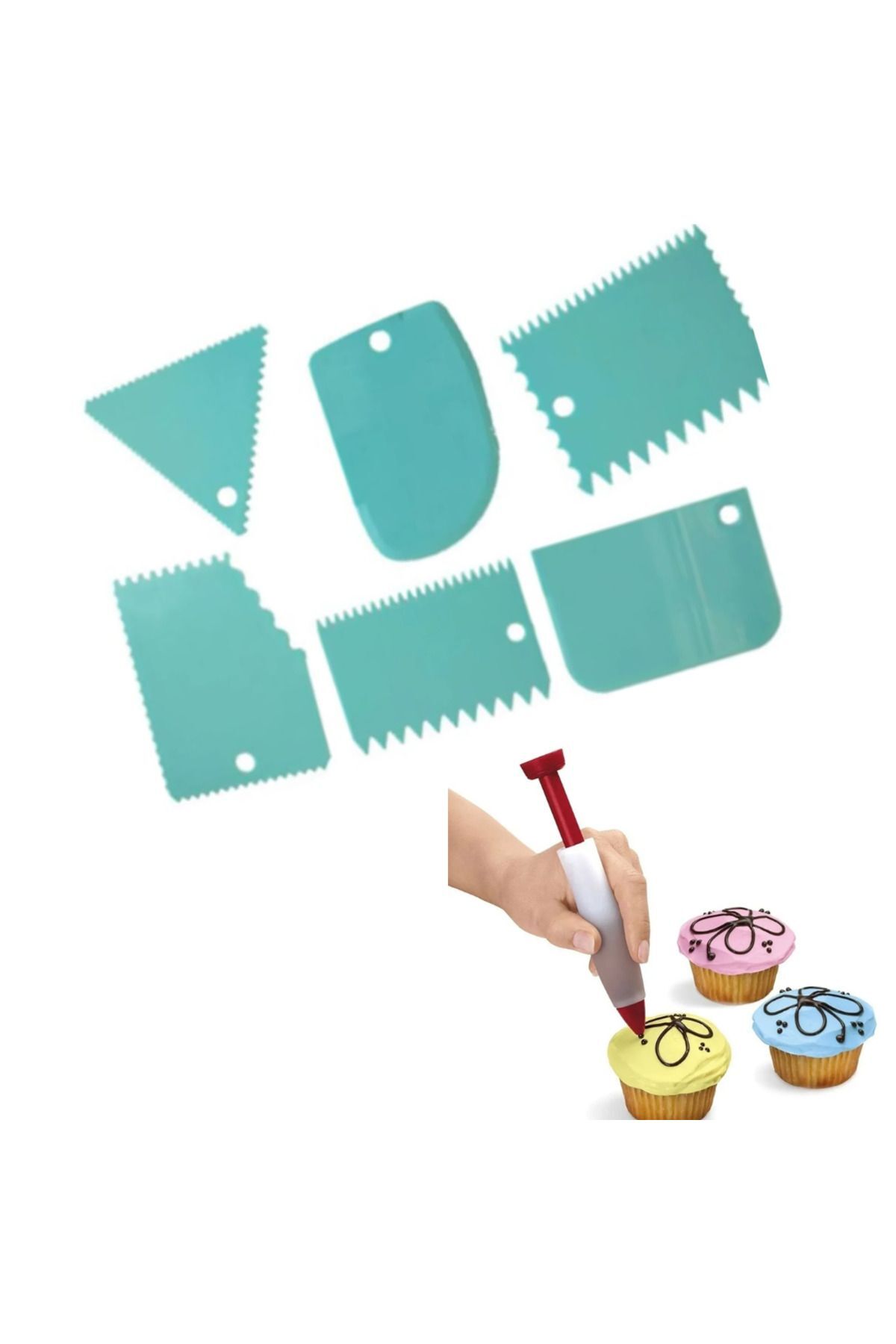 Genel Markalar Pasta Dekor Tarağı 6lı + Pasta Dekor Kalemi Seti Pasta ...