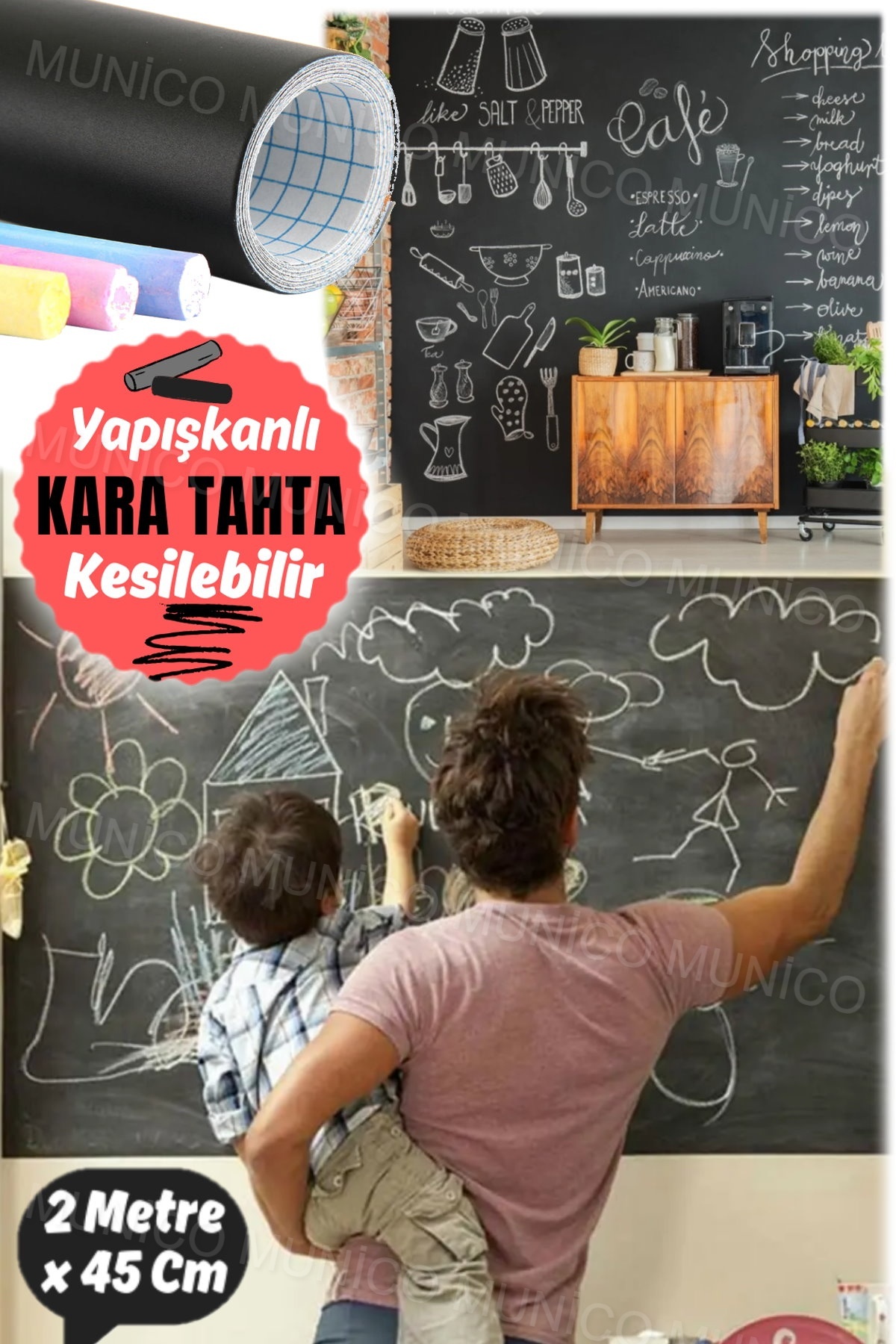 Munico 200 x 45 Cm Kara Yazı Tahtası Mesaj Panosu Haftalık Program ...