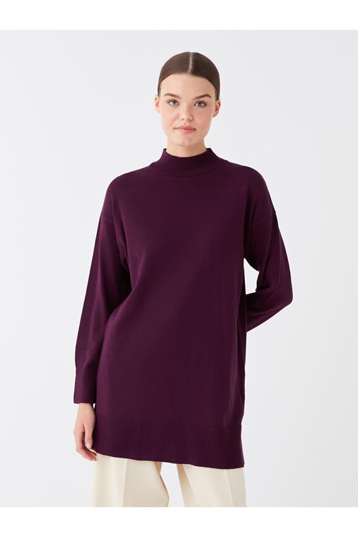 LC Waikiki LCW Modest Yarım Balıkçı Yaka Düz Uzun Kollu Kadın Triko ...