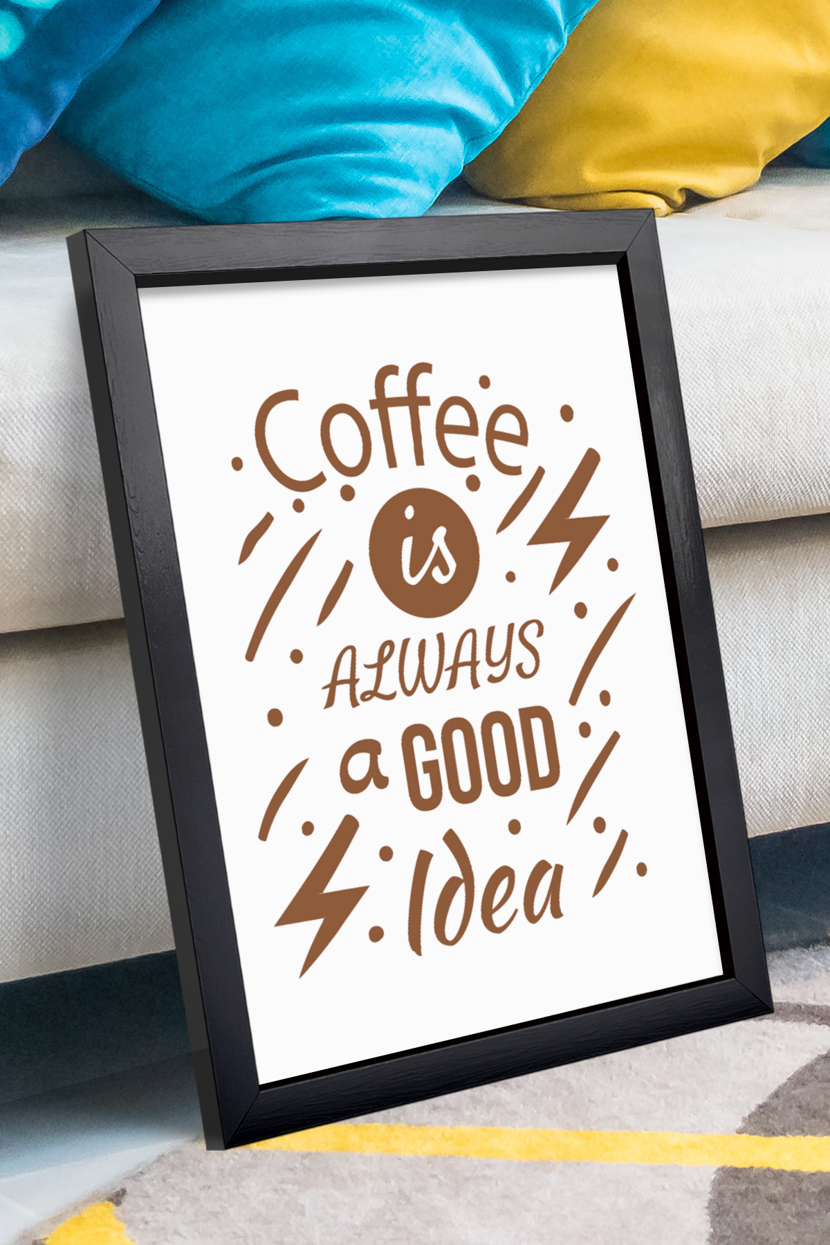 DuoArt Coffee Corner - Natural Wooden Framed Typographic Poster- Trendyol