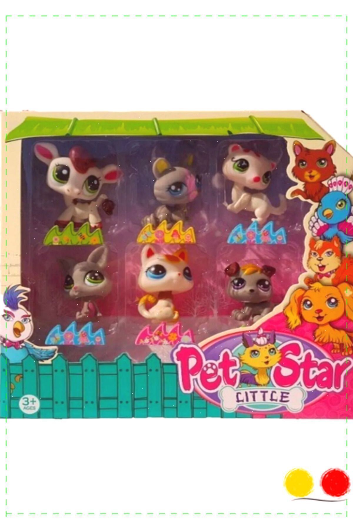 OMZ Littlest Pet Shop Neşeli Minişler 6'lı Miniş Ailesi Oyuncak Pet Star Little Minişler Beyazlı ...