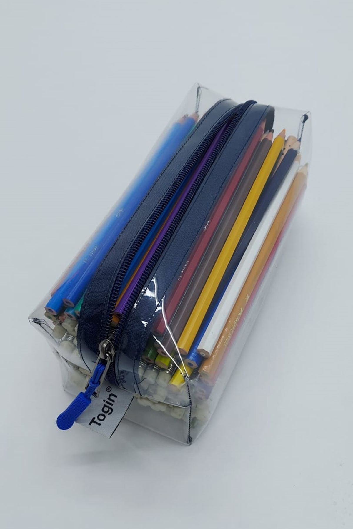 Togin Boya Kalemi Kutusu Tek Bölmeli Şeffaf Lacivert Renk ...