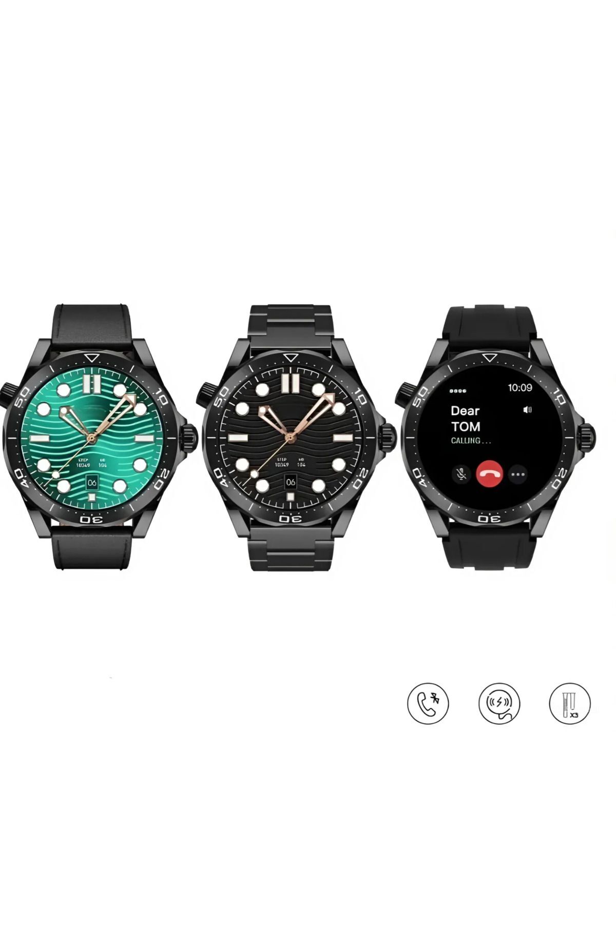 KALOBEE Kalobe- Sk30 Amoled Ekranlı 3 Kordonlu Akıllı Saat Siyah ...