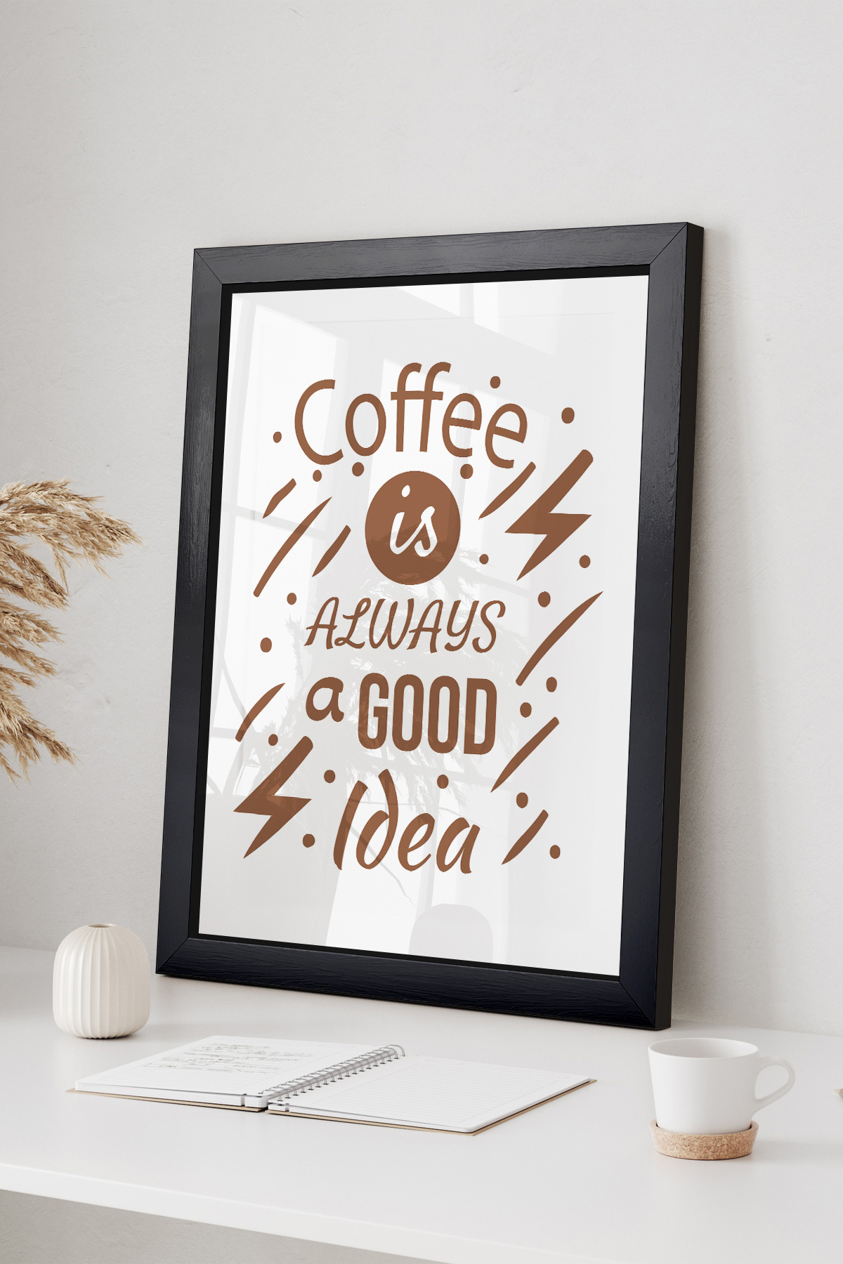 DuoArt Coffee Corner - Natural Wooden Framed Typographic Poster- Trendyol