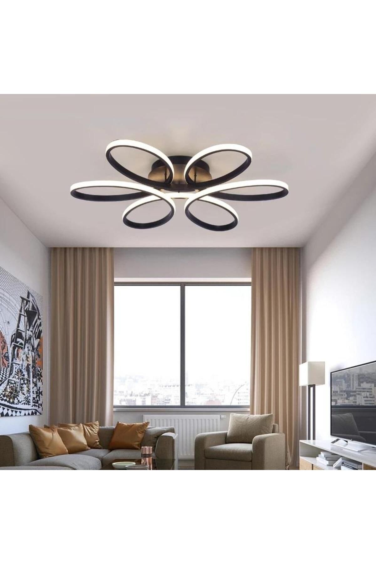 Sanctum Avize Venüs Siyah Plafonyer Modern Ultra Beyaz Ledli Avize ...