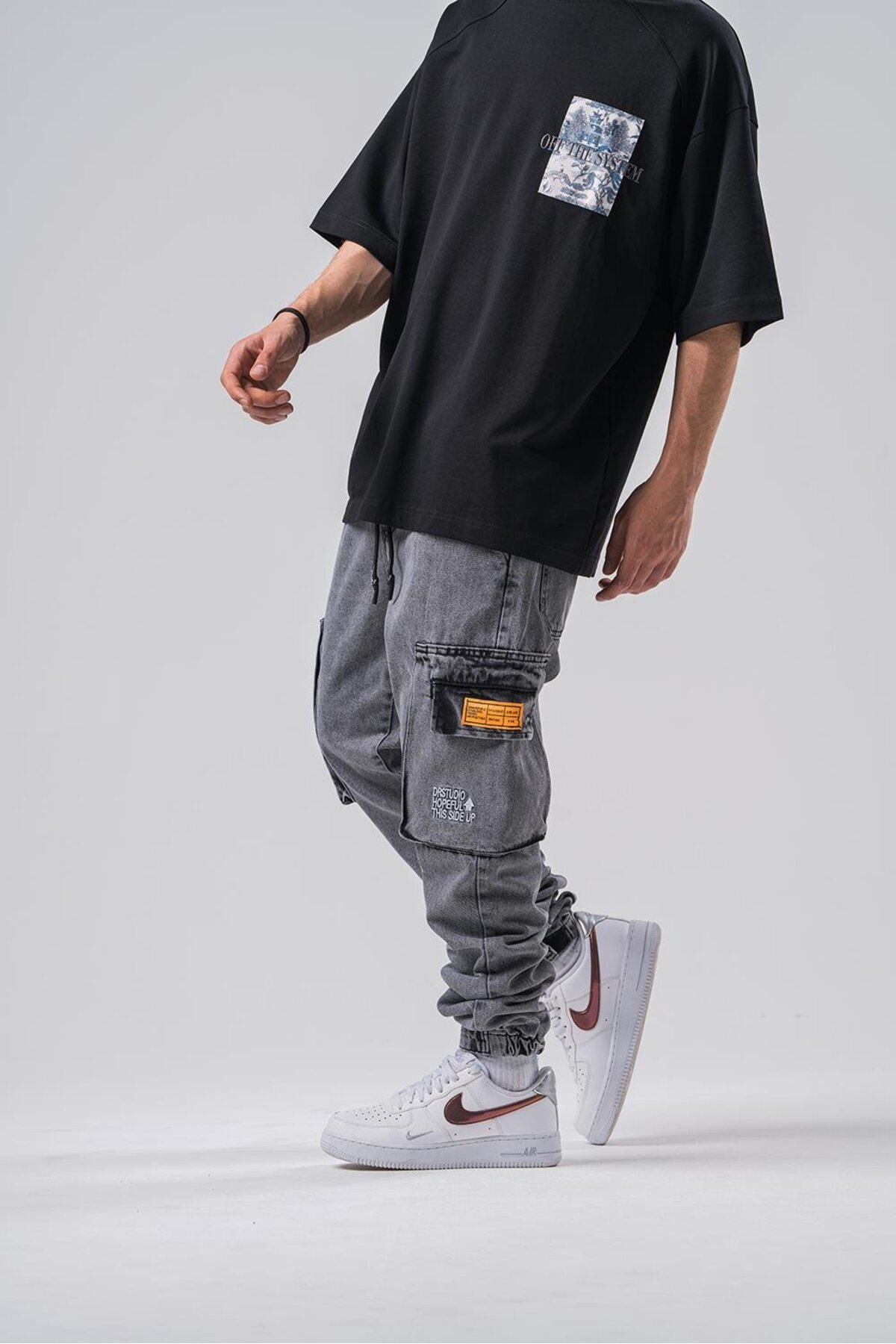 go gang own Hopeful Gri Paça Bant ve Kargo Cep Detaylı Jean Jogger ...