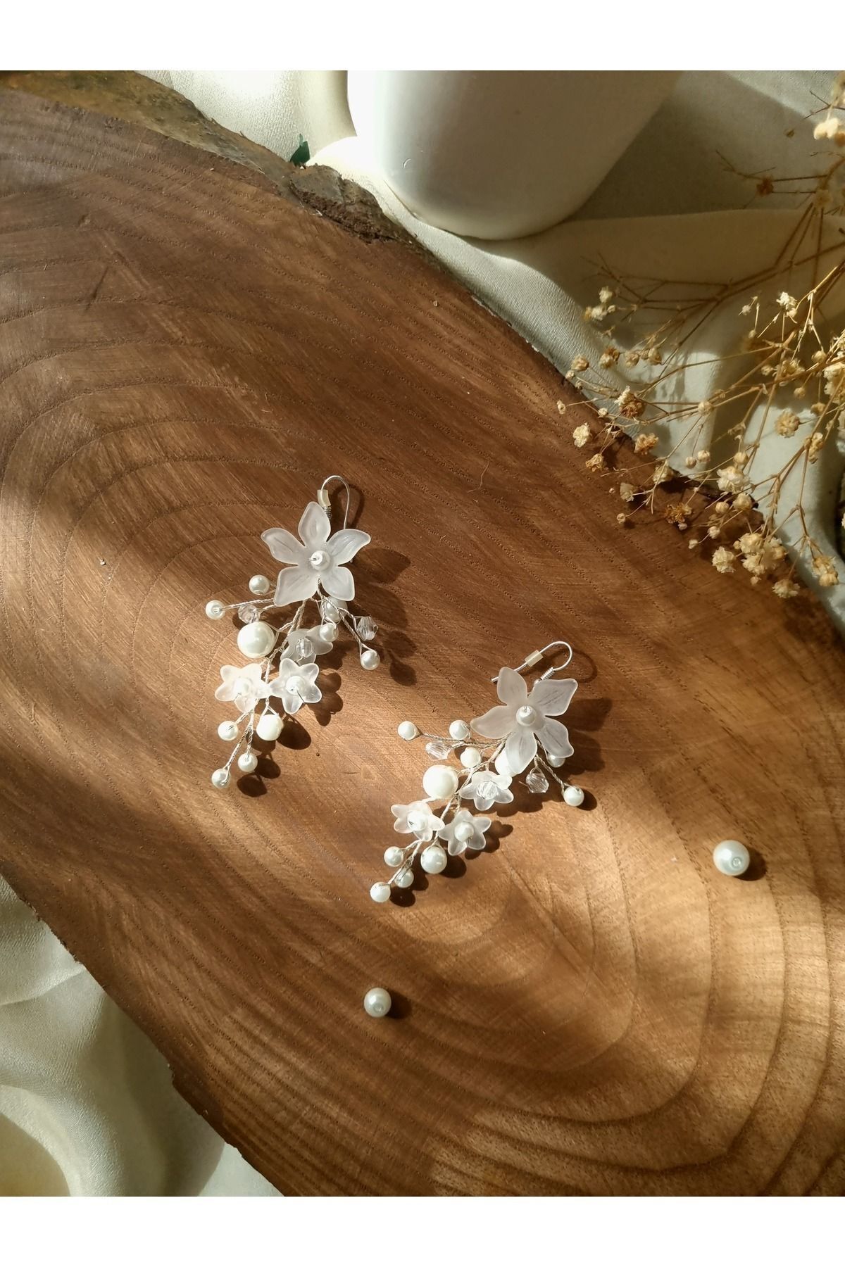 sinyora design Çiçekli Inci Küpe - Gelin Nişan Küpesi Fiyatı, Yorumları ...