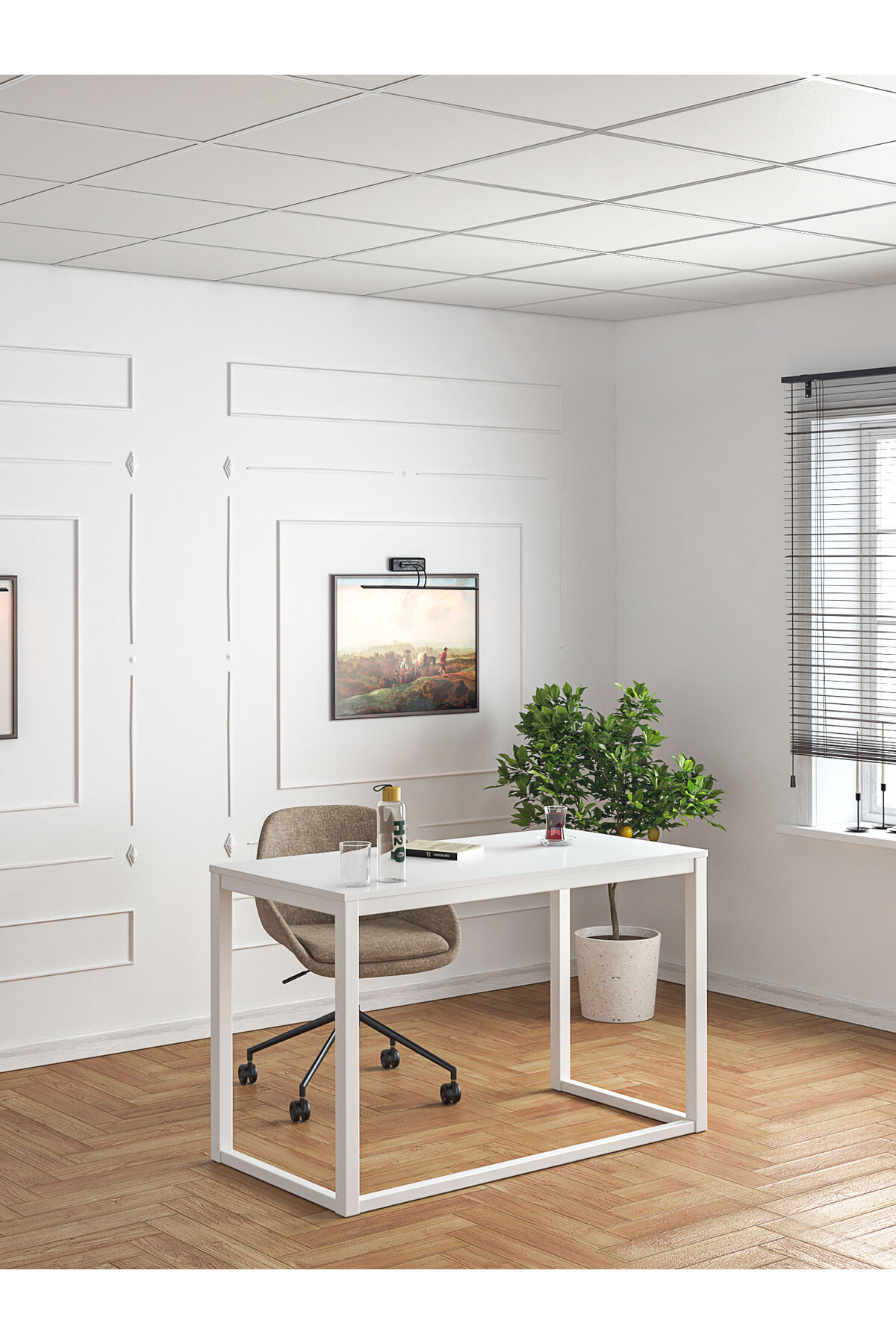 RUUMOD Hector 120 Çalışma Masası-beyaz-beyaz Ofis Masası Bilgisayar ...