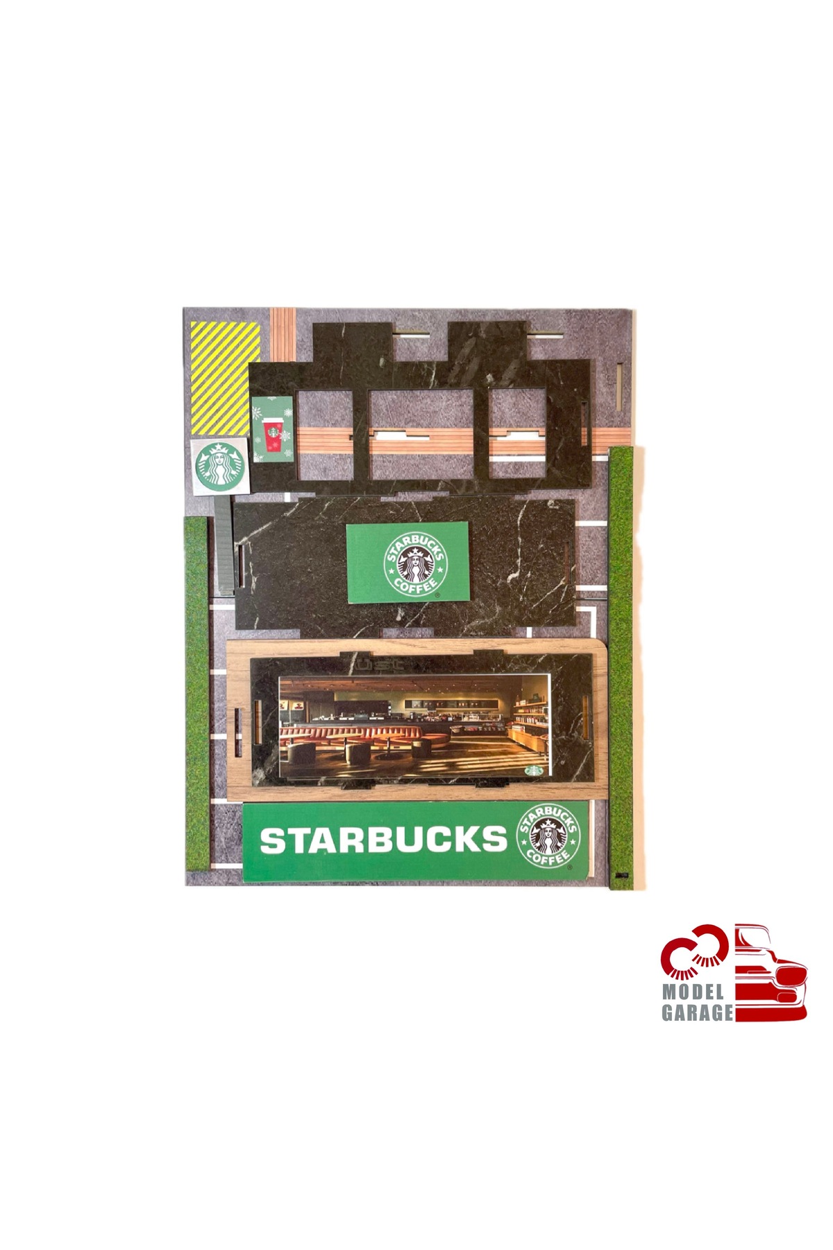 ÜRETİM 1/64 Scale Starbucks Vehicle Parking Lot Diorama Display Stand ...