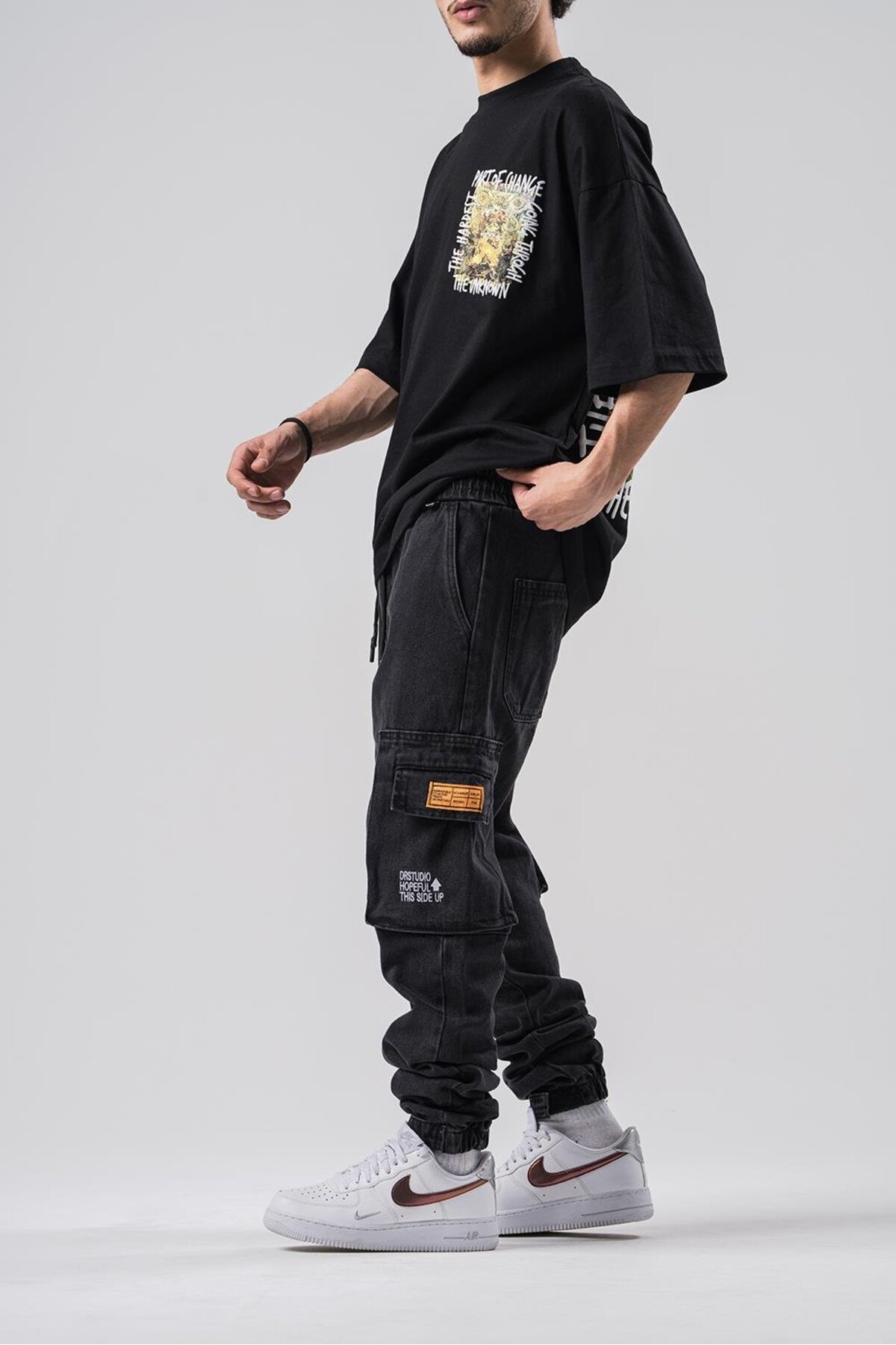 go gang own Hopeful Füme Paça Bant ve Kargo Cep Detaylı Jean Jogger ...