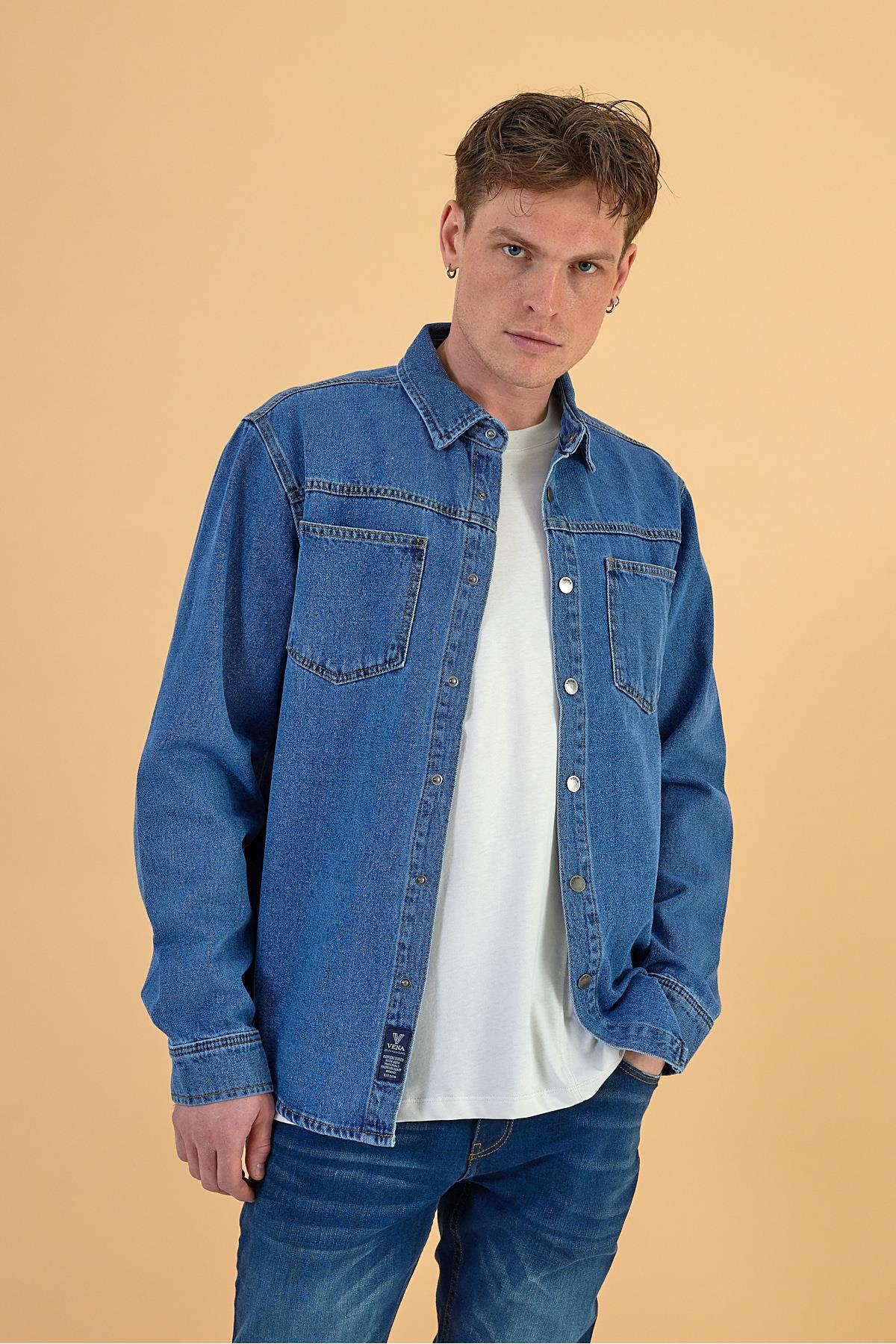 VENA Erkek Jason Dark Blue Oversize Jean Gömlek Ceket Fiyatı, Yorumları ...