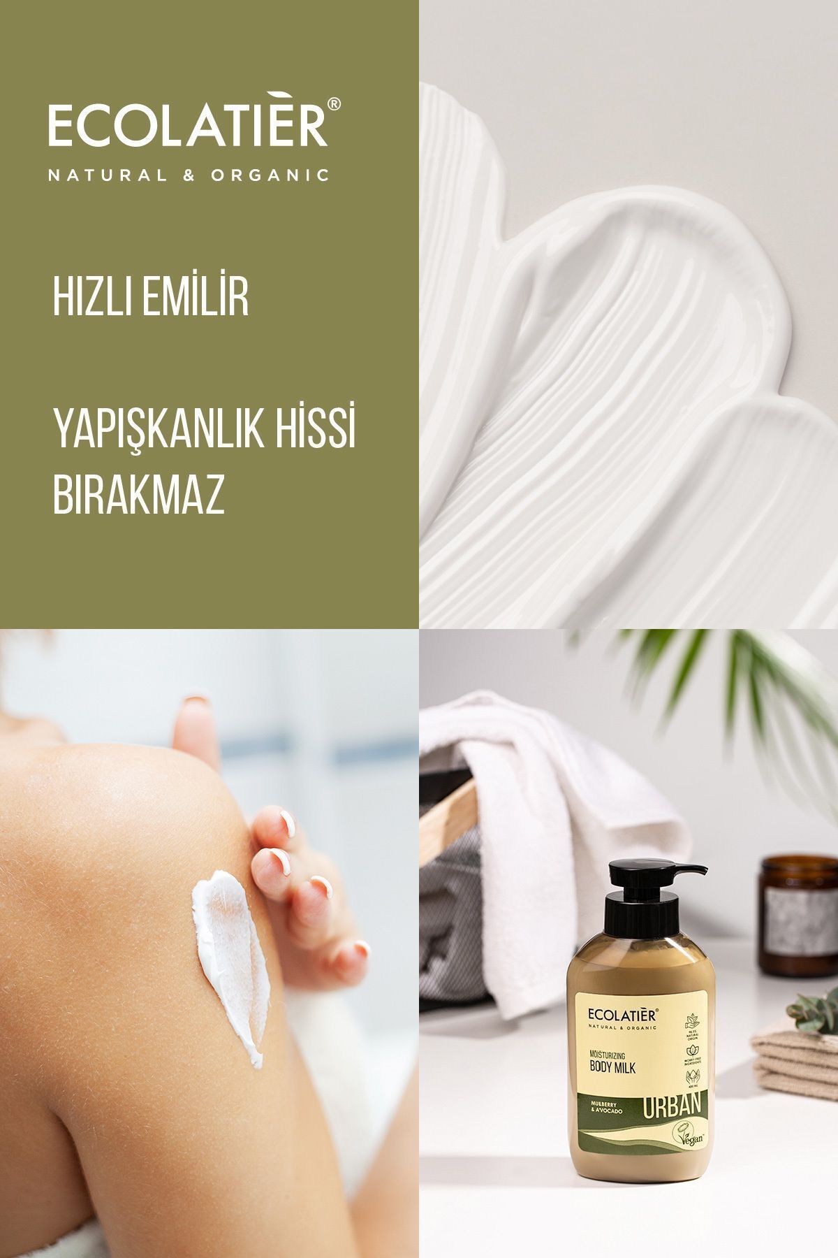 ECOLATIER Nemlendirici Vücut Losyonu Dut Ve Avokado Besleyici Yenileyici, 400 Ml/ Moisturizing ...