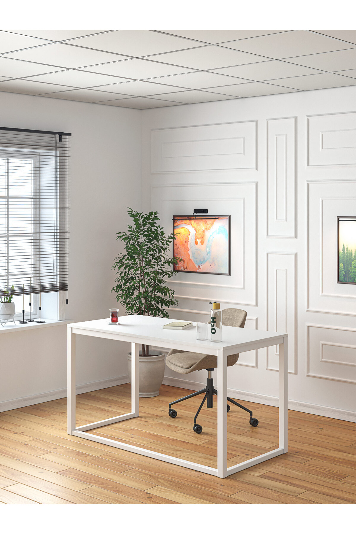 RUUMOD Hector 139 Çalışma Masası-beyaz-beyaz Ofis Masası Bilgisayar ...