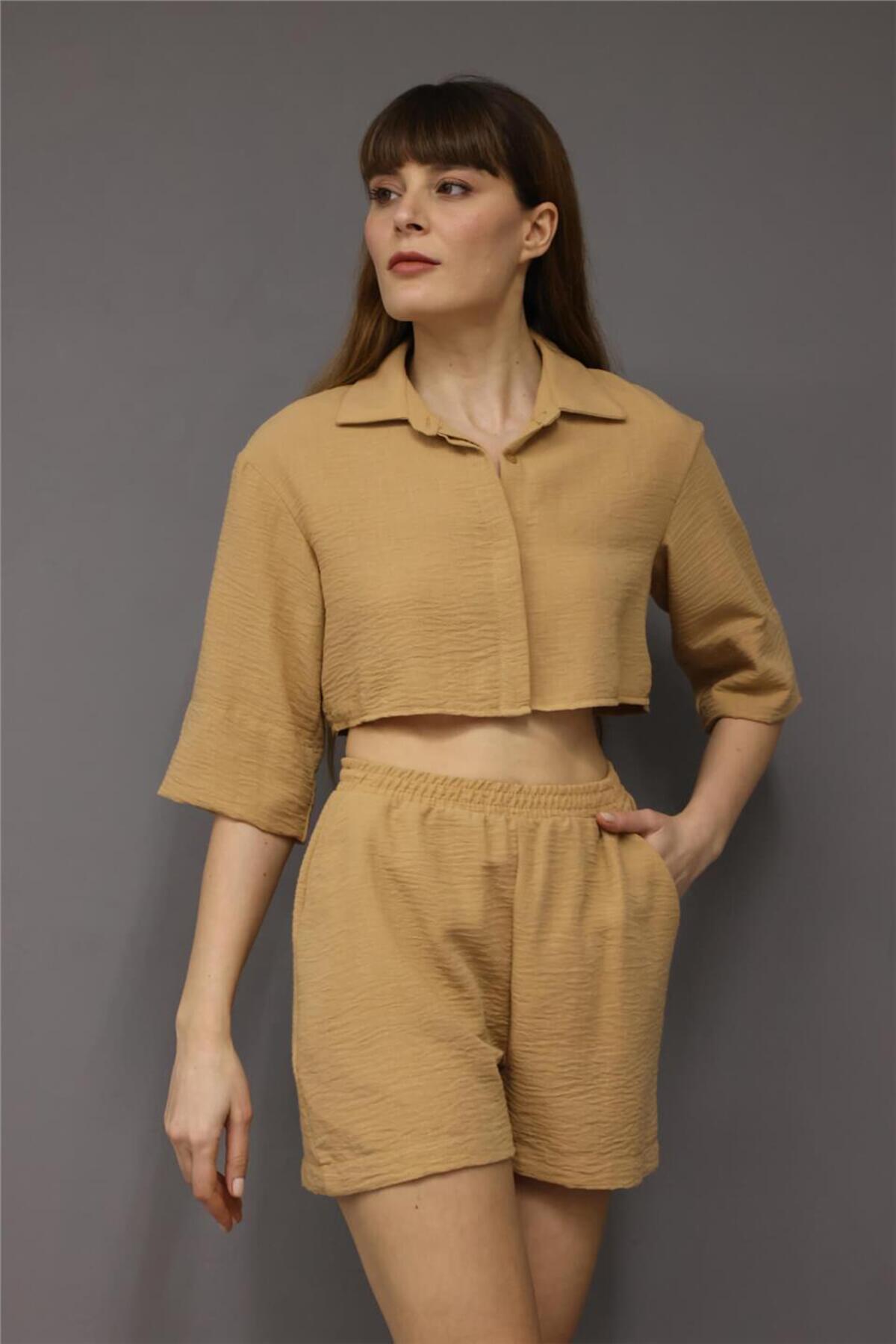 Banana Fashion LFN10004 - Lydia Shirt Brown Sugar - Lidya Gömlek ...