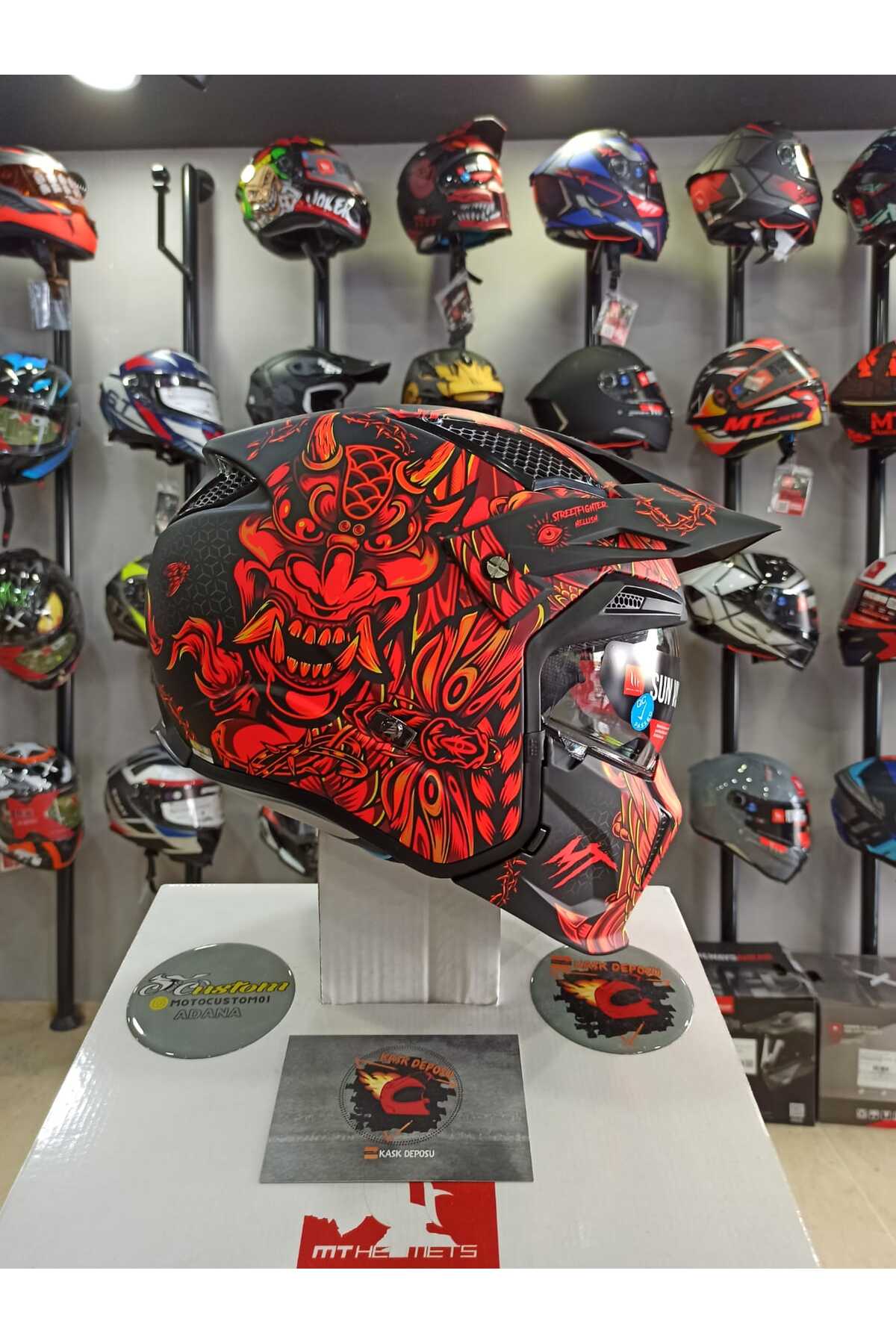 MT Helmets Street Fighter Hellish B5 Mat Kırmızı Modüler Çene Kask ...