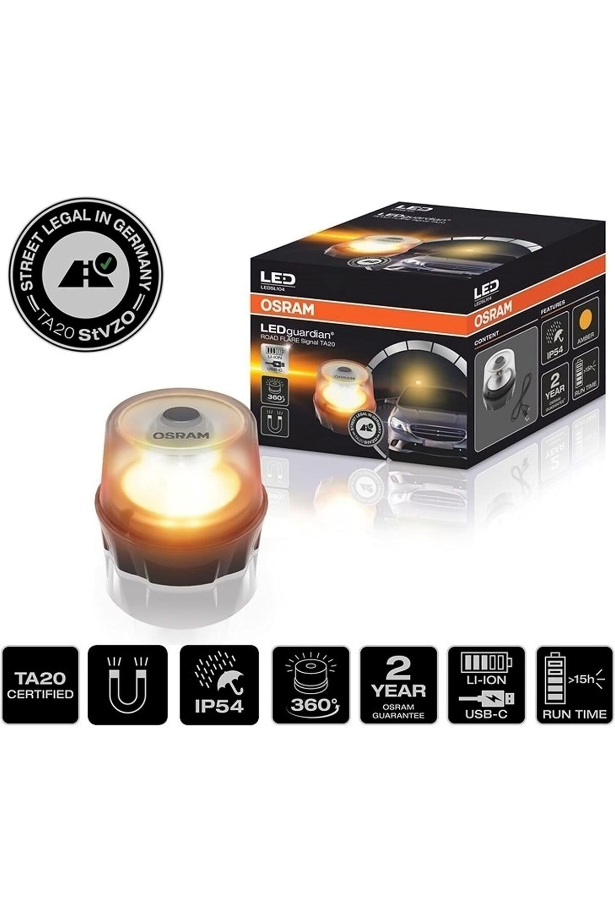Osram LEDguardian ROAD FLARE Signal TA20 Şarjlı İkaz Lambası LEDSL104 ...