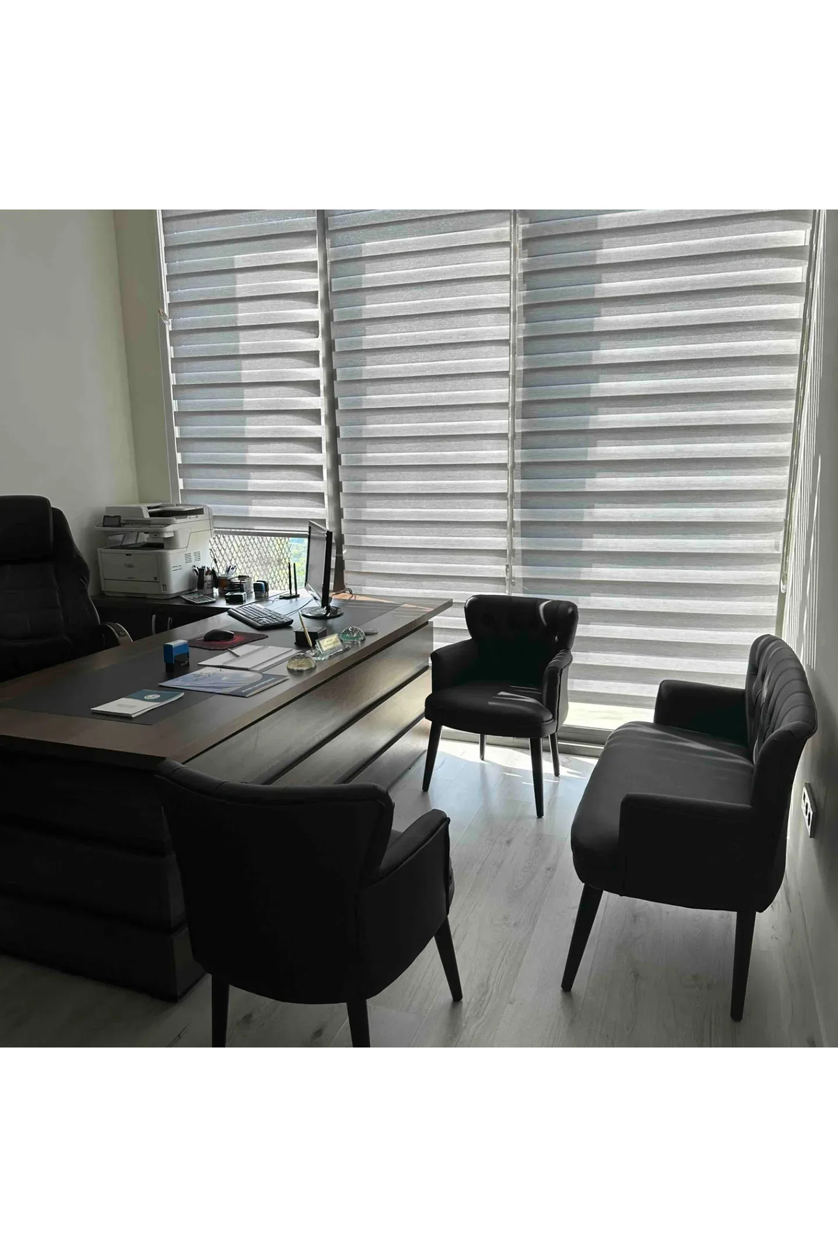 Aryans Home Mobilya Dekorasyon Siyah Deri Ahşap Ayaklı Ofis Koltuğu Ve ...