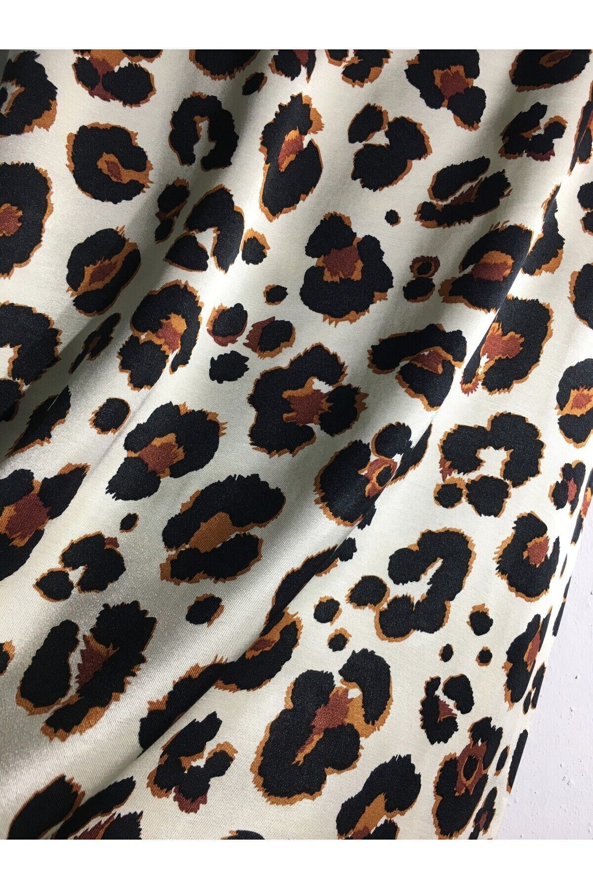Kahra Collection Leopar Çiçek Desen Dökümlü A Kesim Yüksek Bel Midi Boy ...