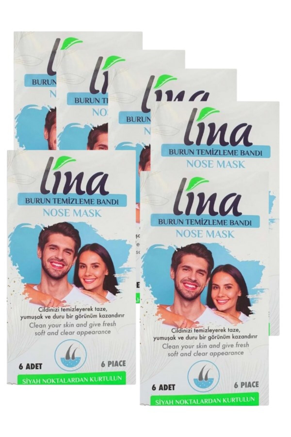Lina LİNA BURUN TEMİZLEME BANDI SİYAH NOKTALAR İÇİN 6 LI PAKET X 6 ...