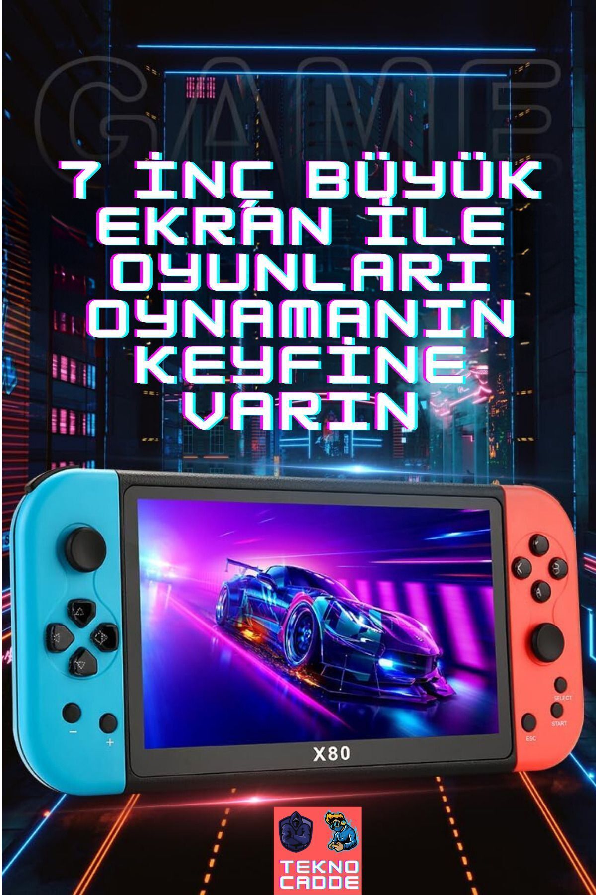 beboncool X80 7inç LCD Geniş Ekran HDMİ 128bit 10000+ RETRO ARCADE OYUN ...