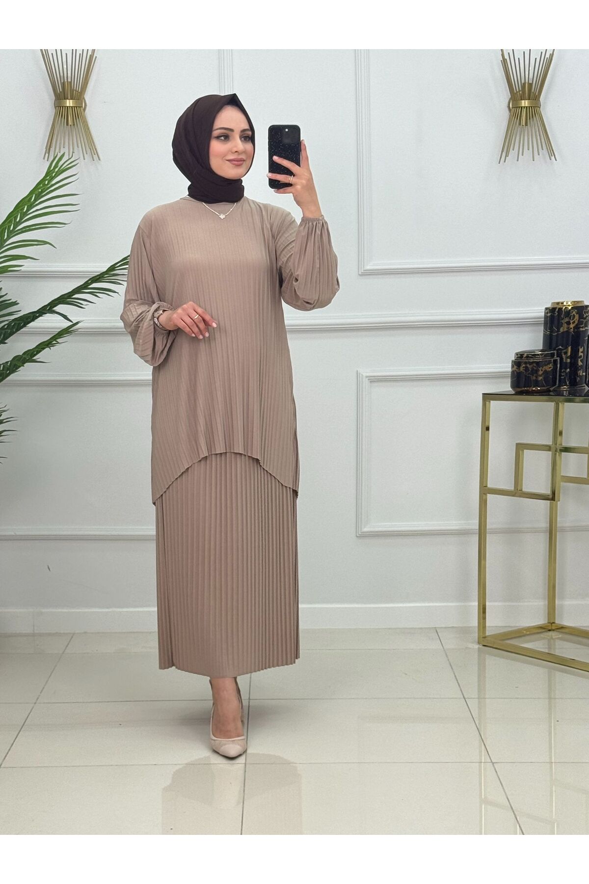 Still Butik Elif Yılmaz Nida Piliseli Etekli Takım Sandy Kunaş Standart ...