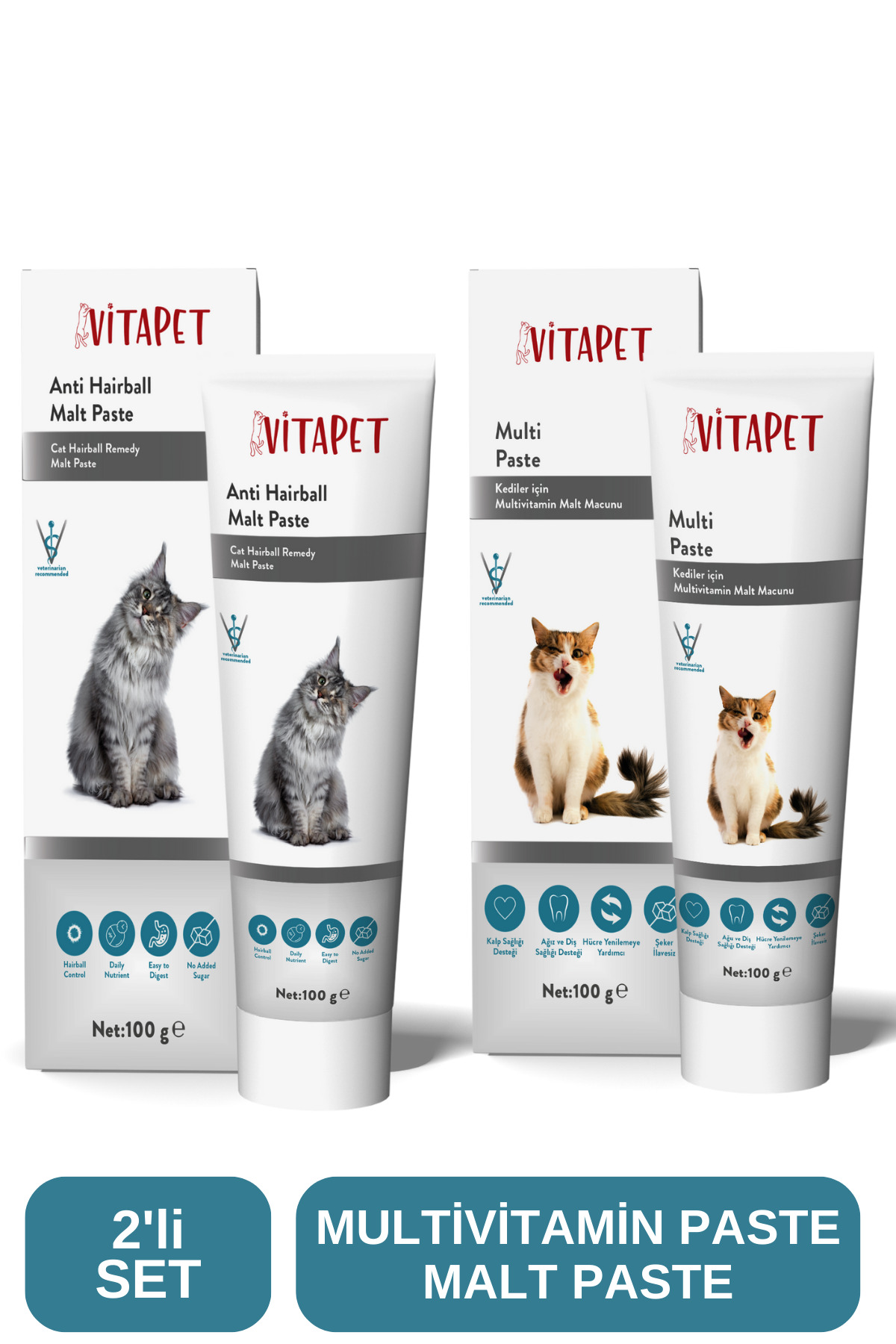 VİTAPET Kedi Macun Seti Multivitamin Paste +Malt Paste 100 grFiyatı ...