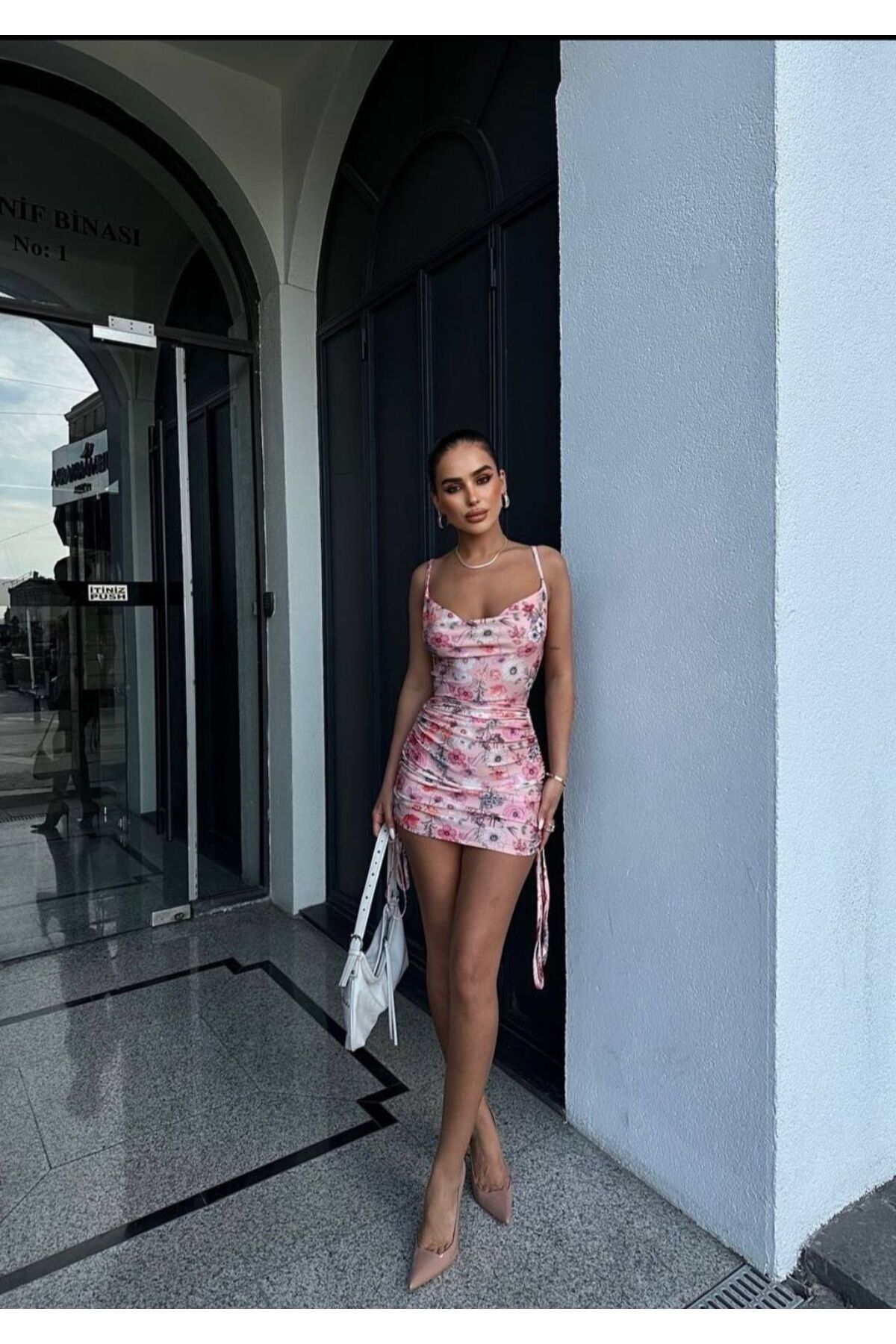 Modami Askılı mini yan büzgülü elbise - Fiyatı, Yorumları