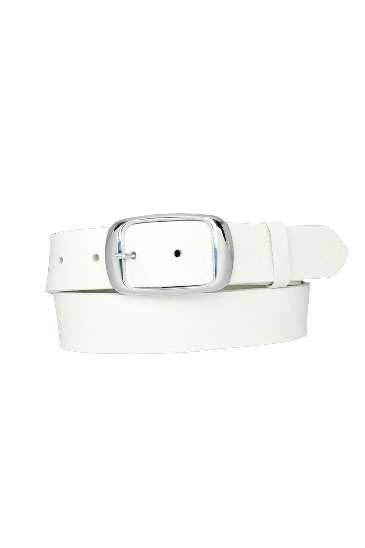 GoDeri %100 Hakiki Deri, Gümüş Tokalı 4 cm Beyaz Kadın Kemeri; Kot ...