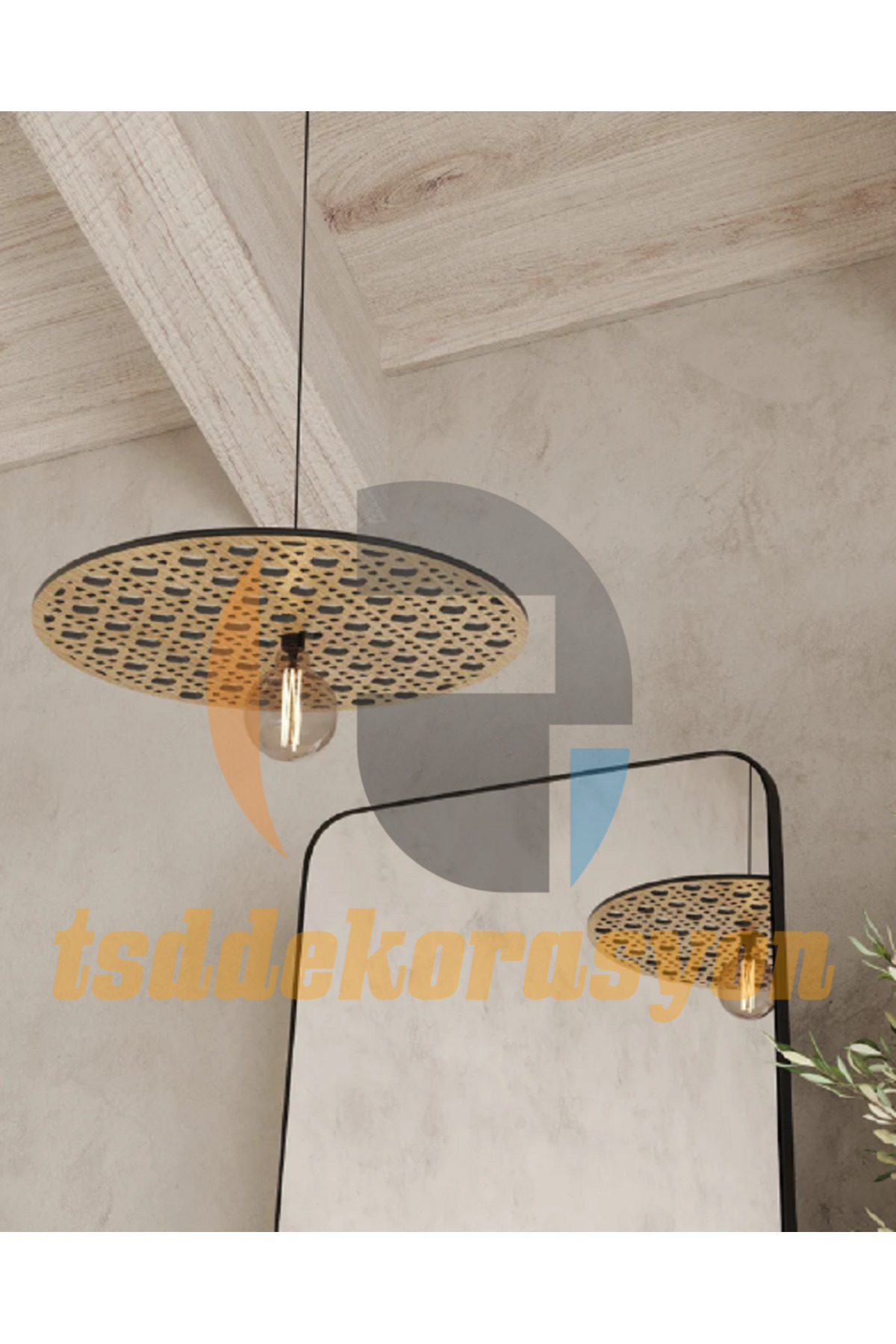 tsddekorasyon Tsd Dekorasyon Rattan desenli Ahşap Sarkıt,Ahşap Avize ...