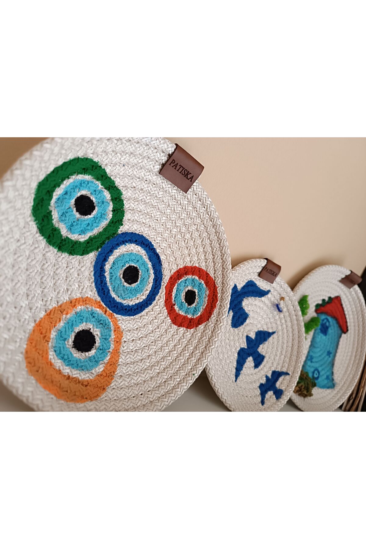 Patiska Tasarım 3'lü Takım Yosun Detaylı Duvar Süsü, Alaçatı Balkon ...