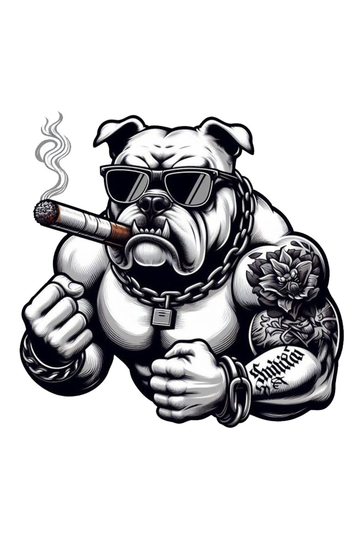 MegaSticker Power Güçlü Bulldog Oto Sticker, Motorsiklet, Laptop, Kask ...