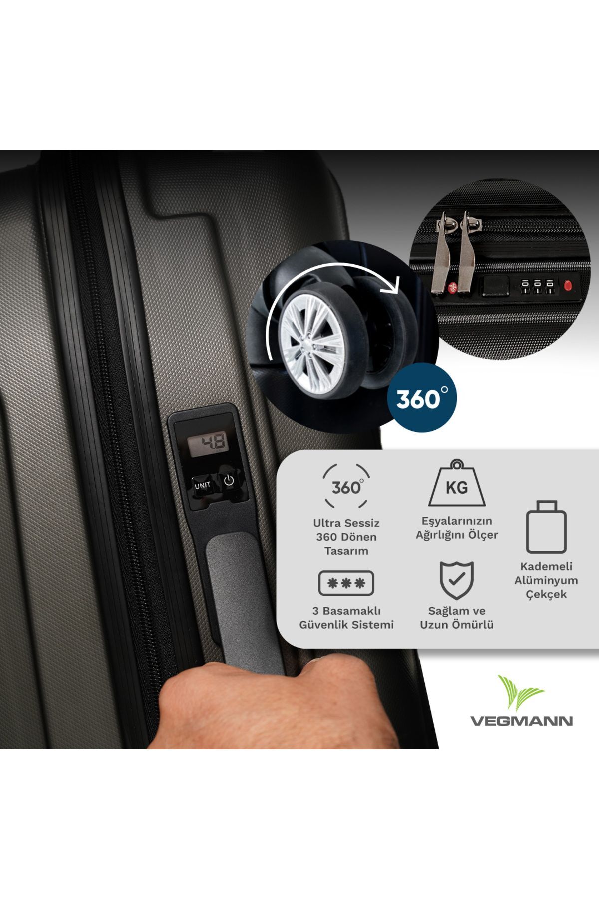 Vegmann Tartılı Scavel Siyah Orta Boy Valiz - Fiyatı, Yorumları