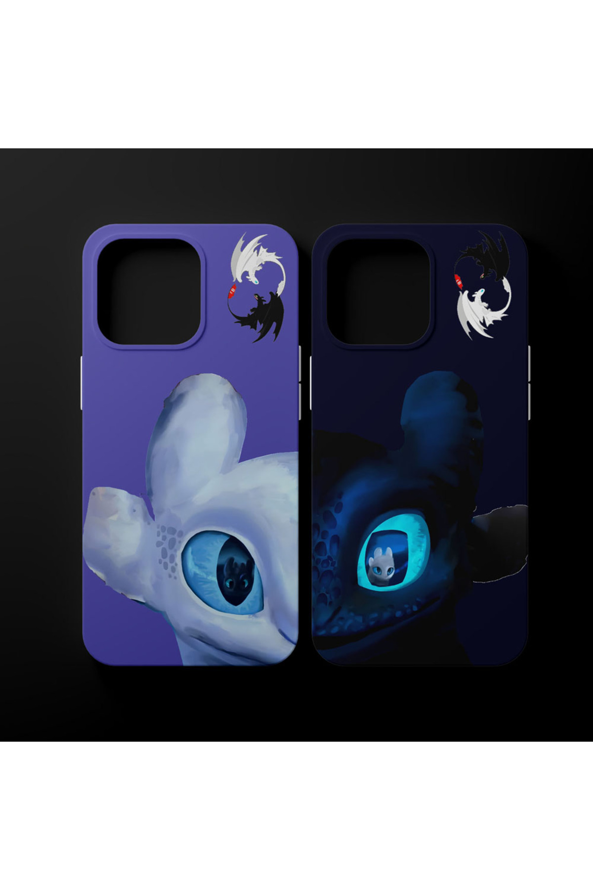 enfein Cane Case Gece ve Işık temalı siyah özel tasarım couple (Sevgili ...