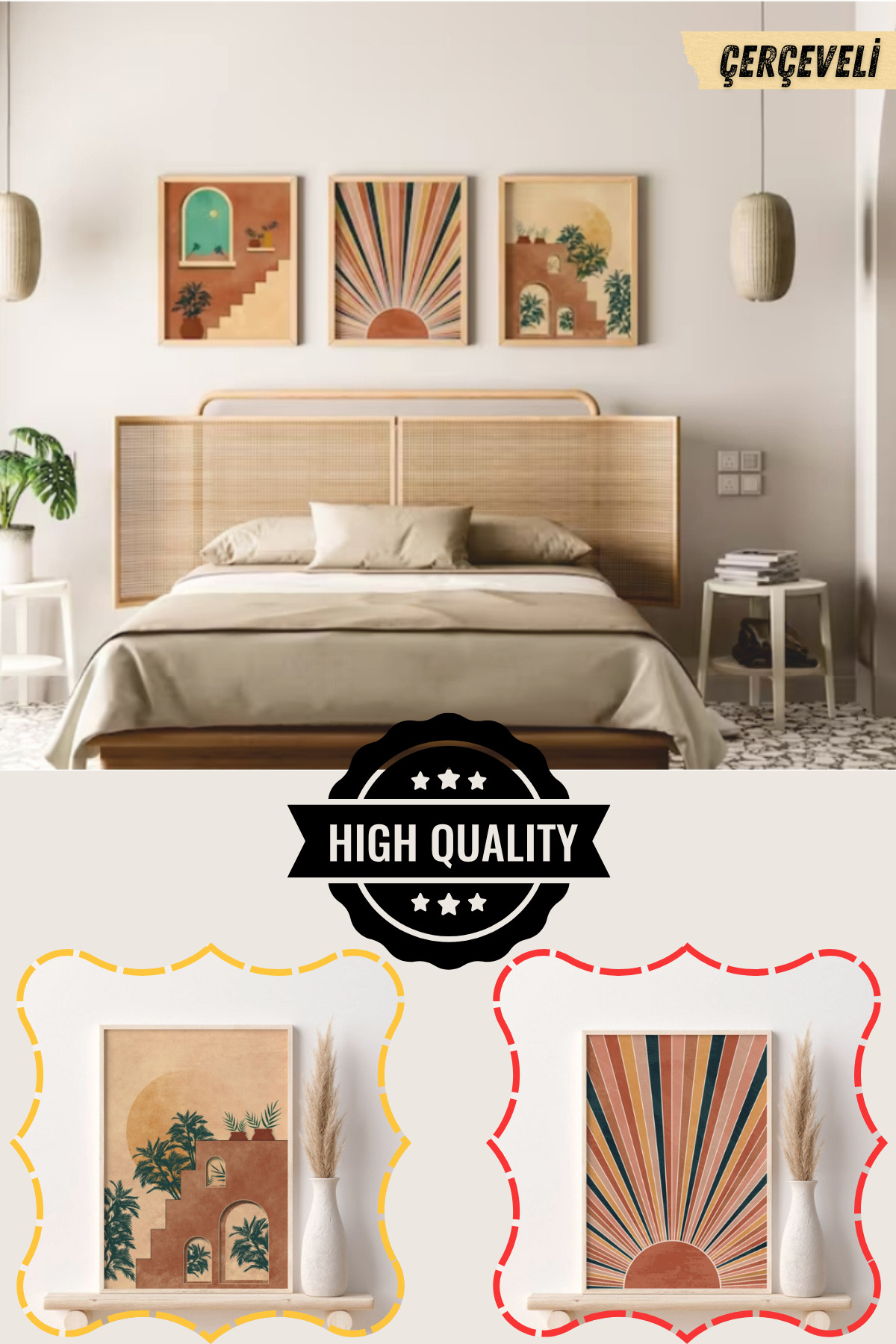 Hagen Çerçeveli Ahşap Tablo Kahve Köşesi Modern Tablo 3lü Set Manzara ...