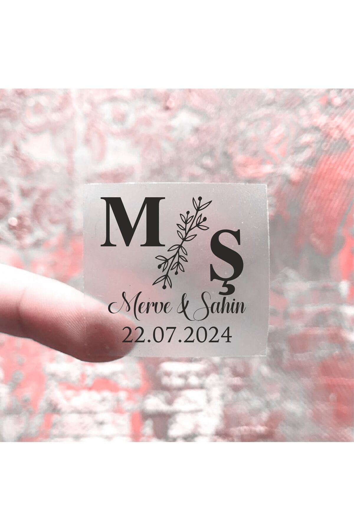 BENİMSER REKLAM Kare Şeffaf Sticker Nişan Kına Nikah Düğün Etiketi ...