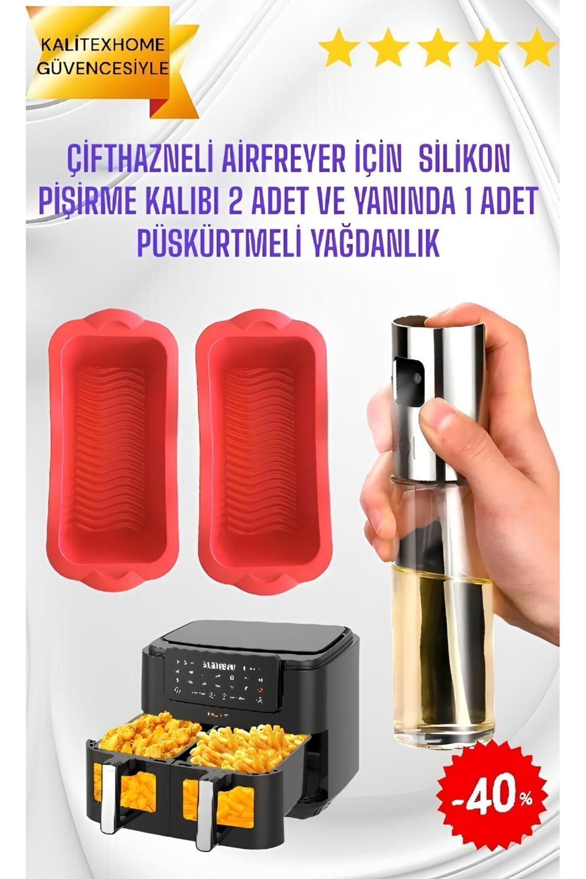 kalitexhome Çift Hazneli Xxl Airfreyer Uyumlu Silikon Pişirme Kalibi 2 ...