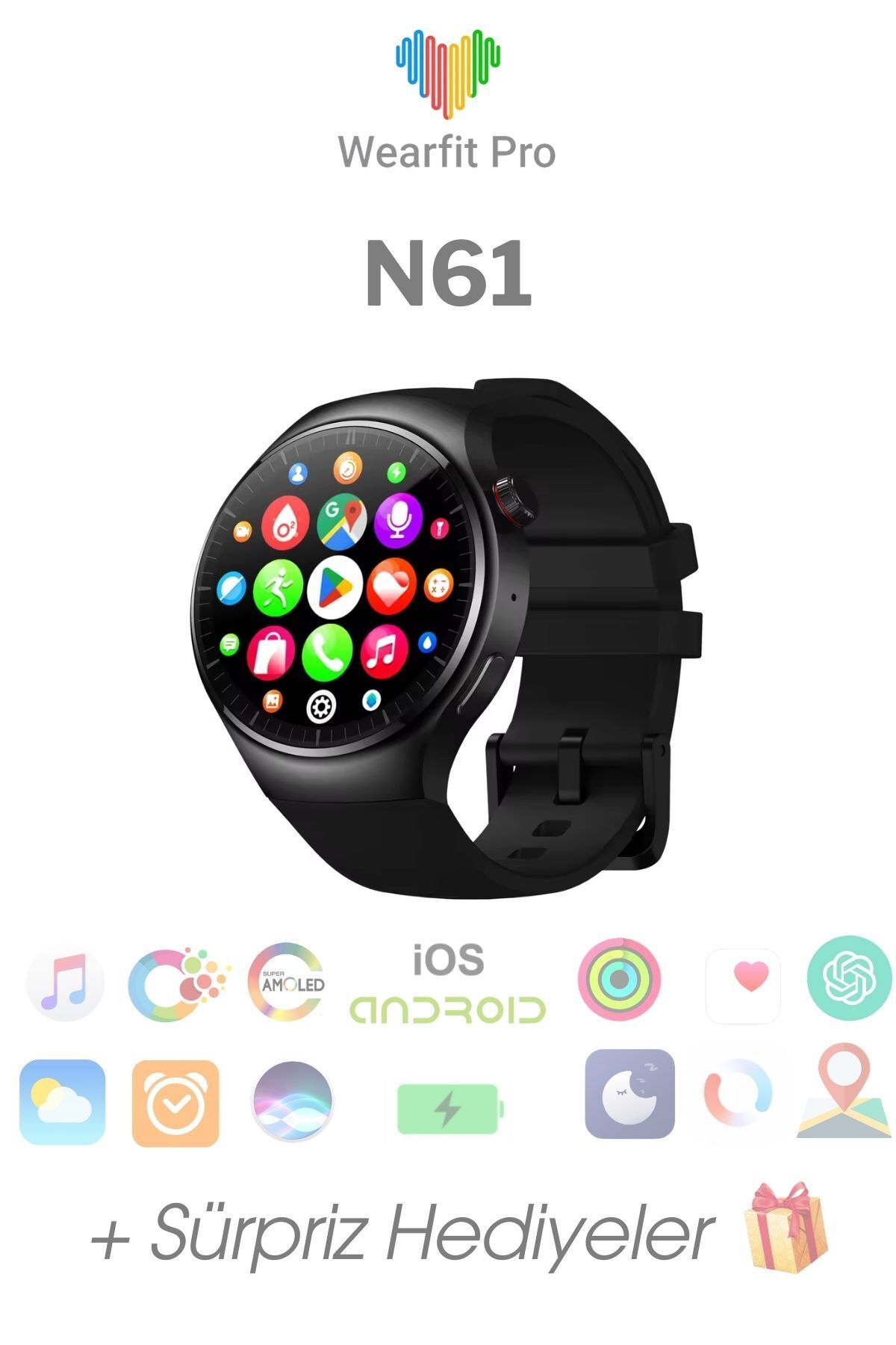 Wearfitpro WEARFİT N61 Akıllı Kol Saati AMOLED Ekran (SİYAH) Fiyatı ... Wearfitpro WEARFİT N61 Akıllı Kol Saati AMOLED Ekran (SİYAH) Fiyatı ...
