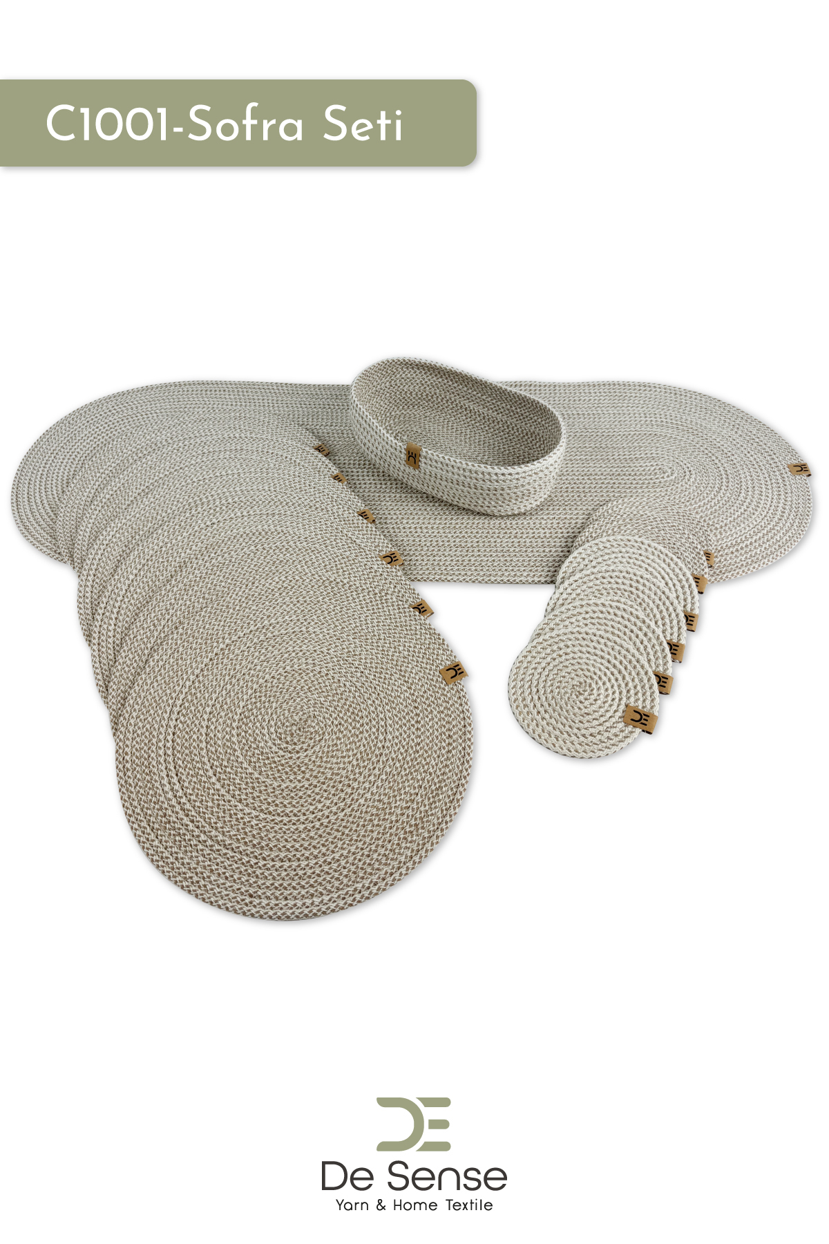 DESENSE 14 Parça Sofra Seti Runner Supla Bardak Altlığı Ekmek Sepeti ...