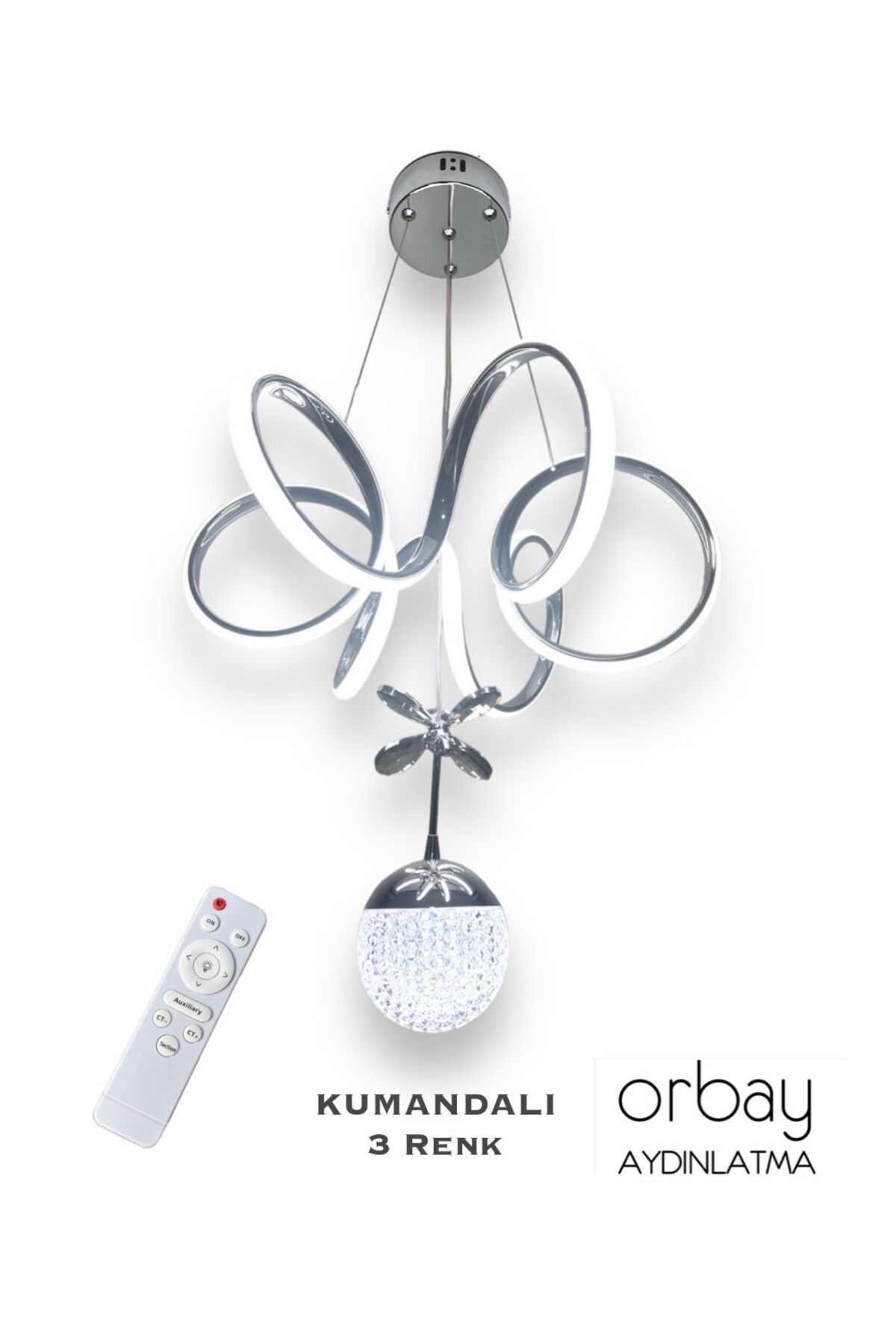 Orbay Kumandalı 3 Renk Krom Led Avize Kelebek Toplu Ledli Avize Fiyatı ...