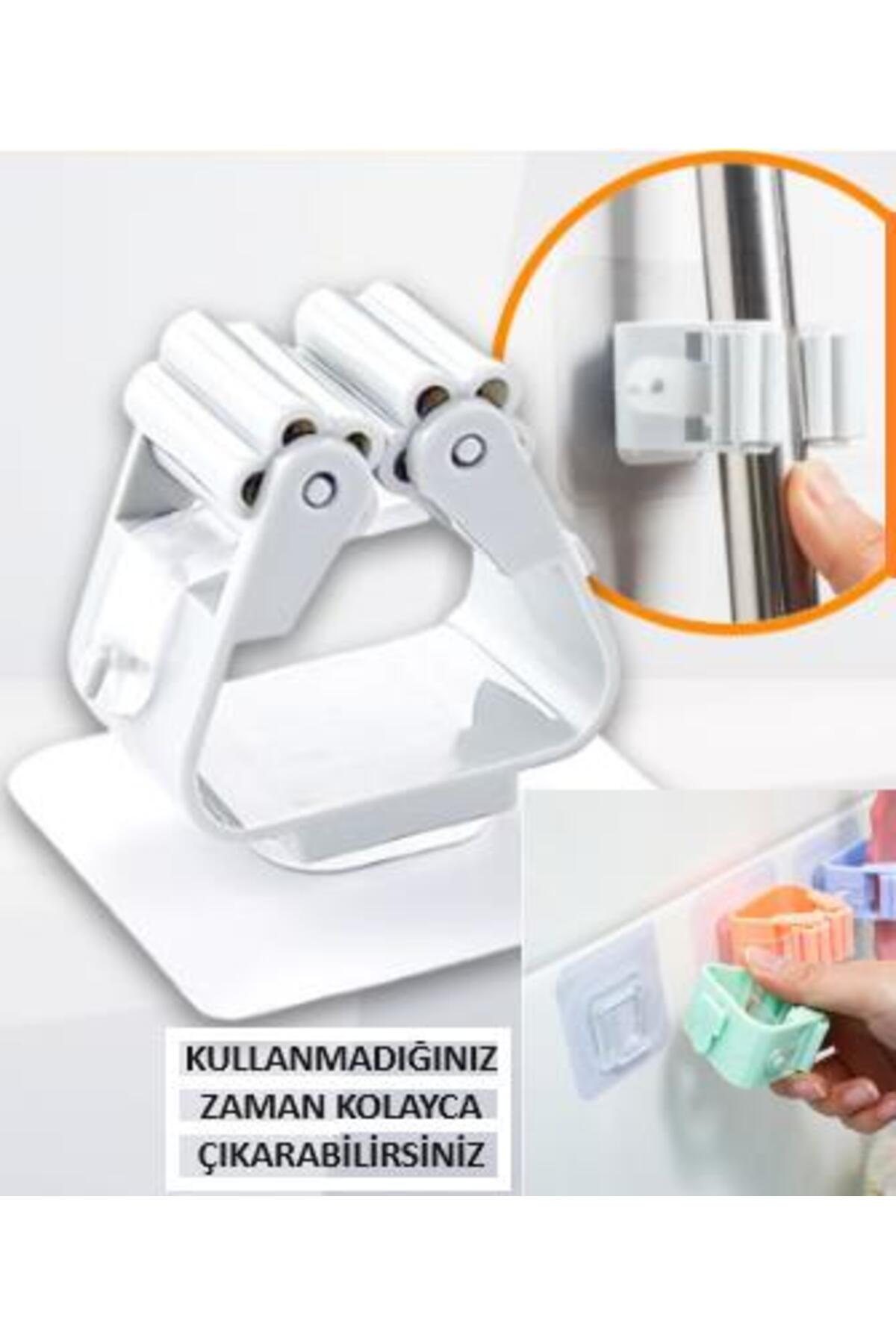 optana Mop Banyo Askısı Çok Amaçlı Yapışkanlı Askı 4 Adet Fırça Süpürge ...