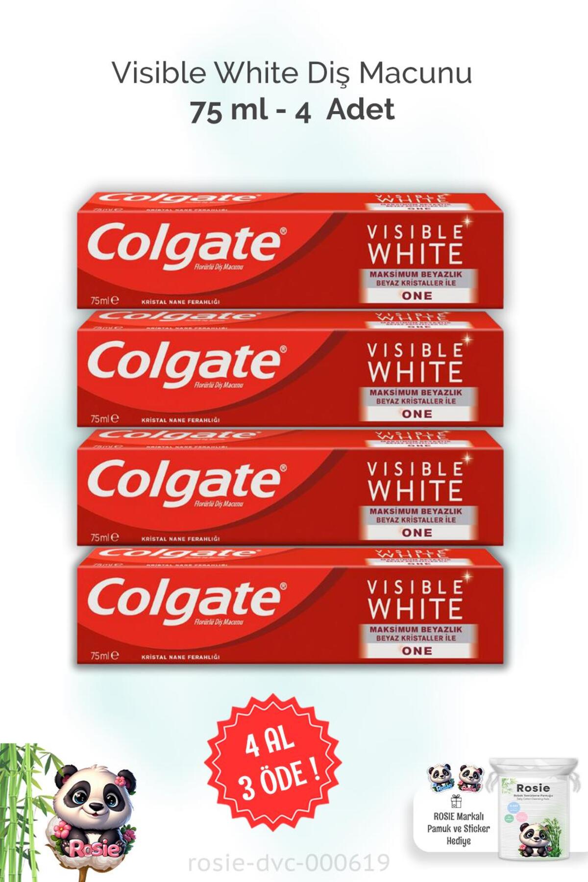 Colgate 4 AL 3 ÖDE Colgate Visible White Diş Macunu 75 ml ve ROSIE ...